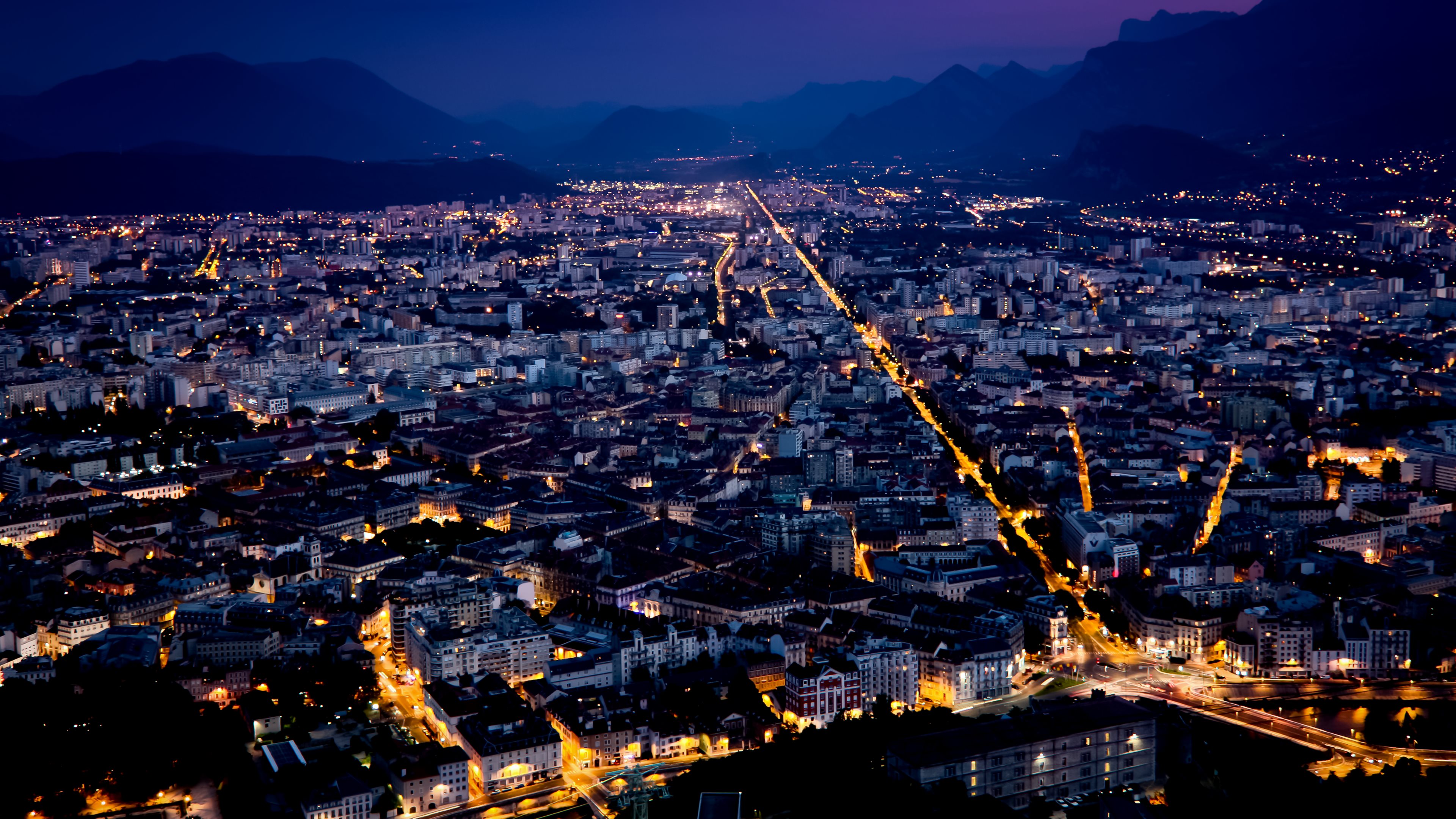Download Night Man Made Grenoble 4k Ultra HD Wallpaper