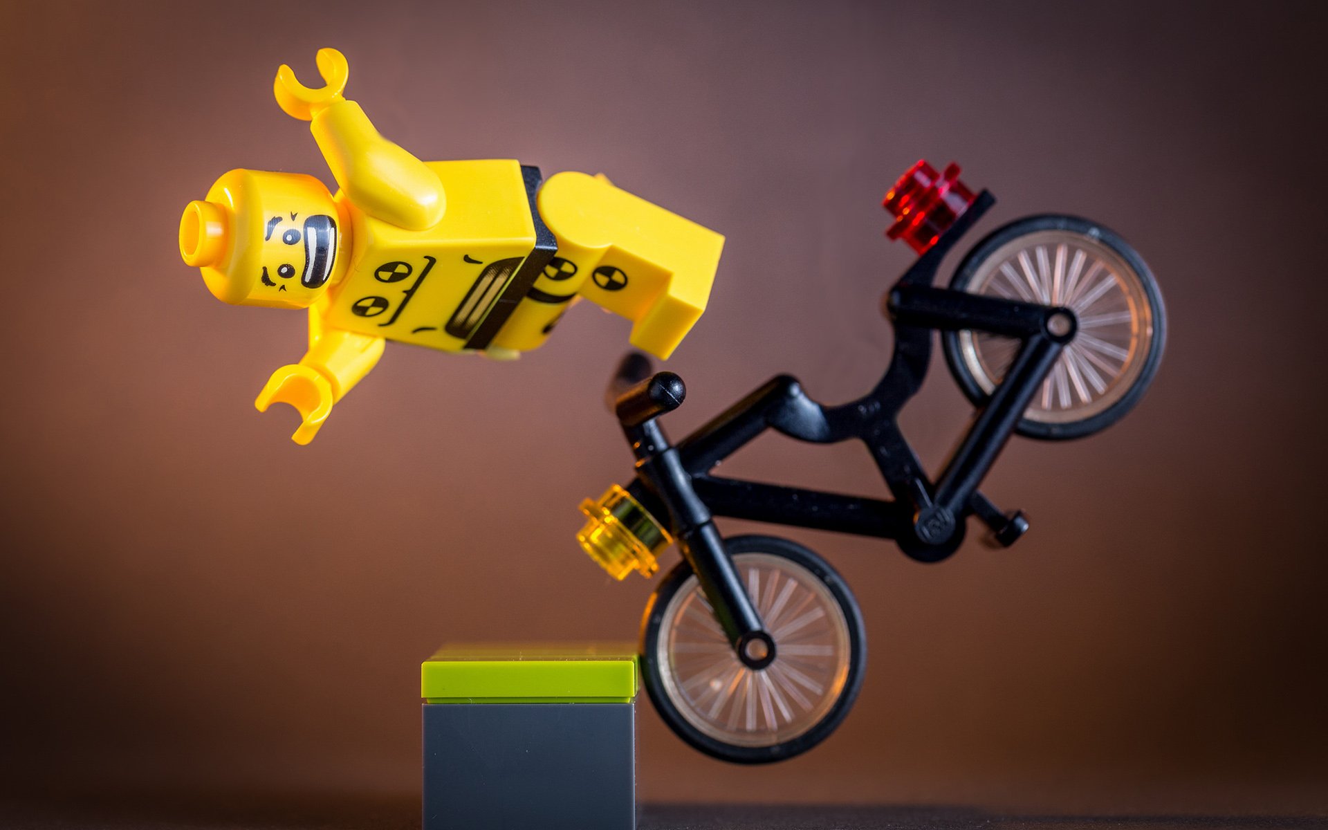 Thrilling LEGO Stunt: Man-Made Biking Action HD Wallpaper by Clement127