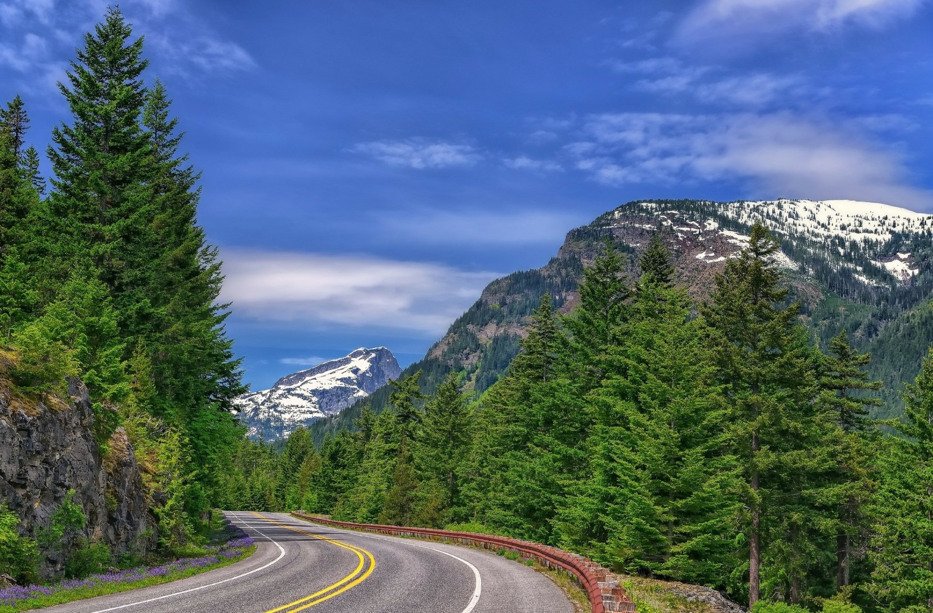 Download Mountain Man Made Road HD Wallpaper