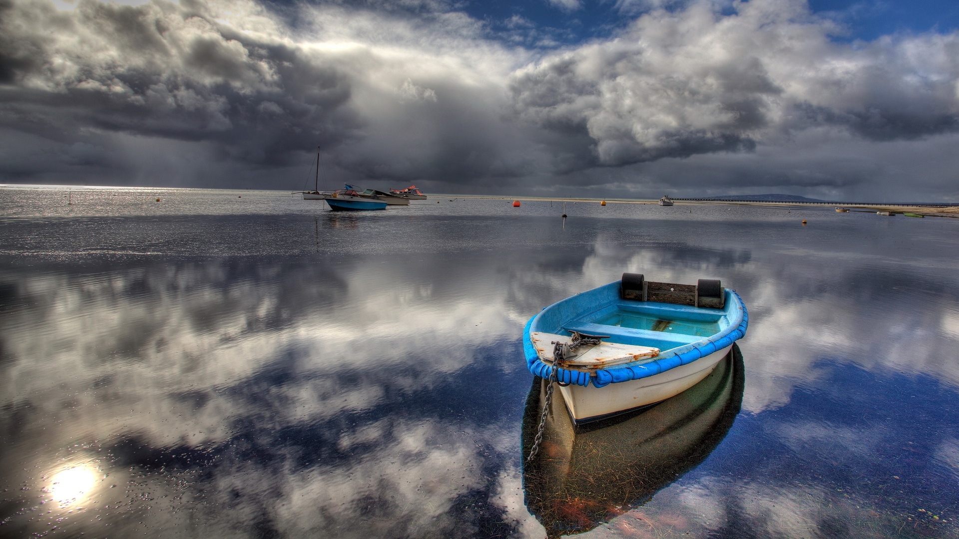 Download Reflection Ocean Cloud Vehicle Boat HD Wallpaper