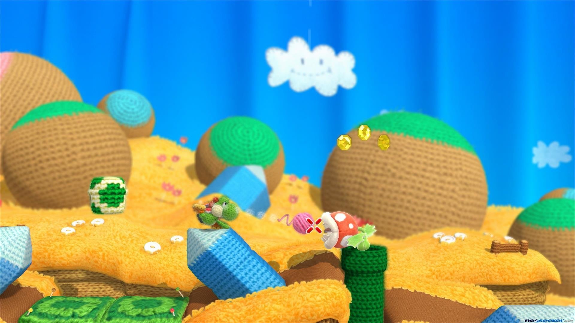 Yoshi's Woolly World HD Wallpaper – Vibrant Adventure Background