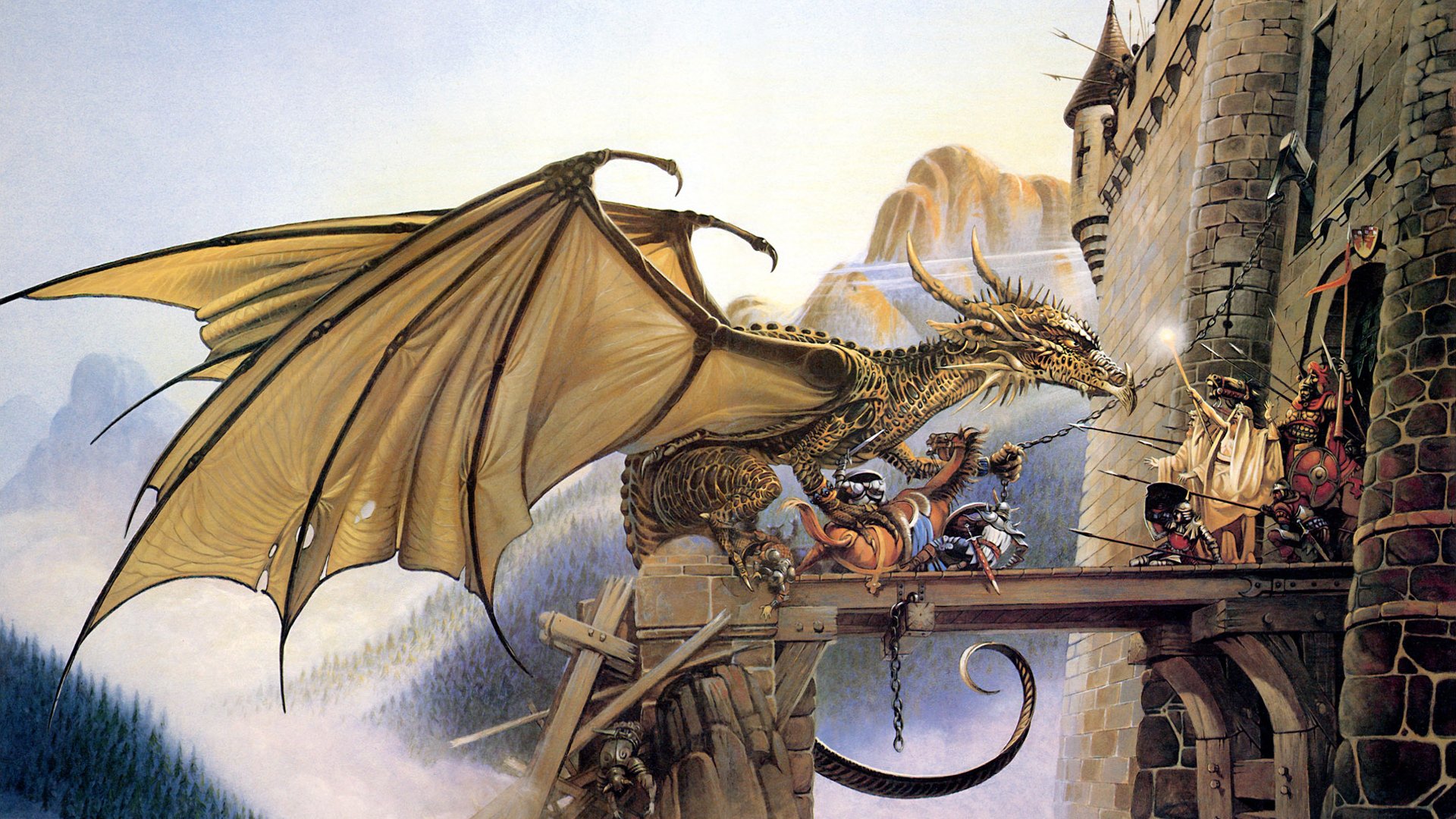 Epic Fantasy Dragon HD Wallpaper: Siege of the Castle