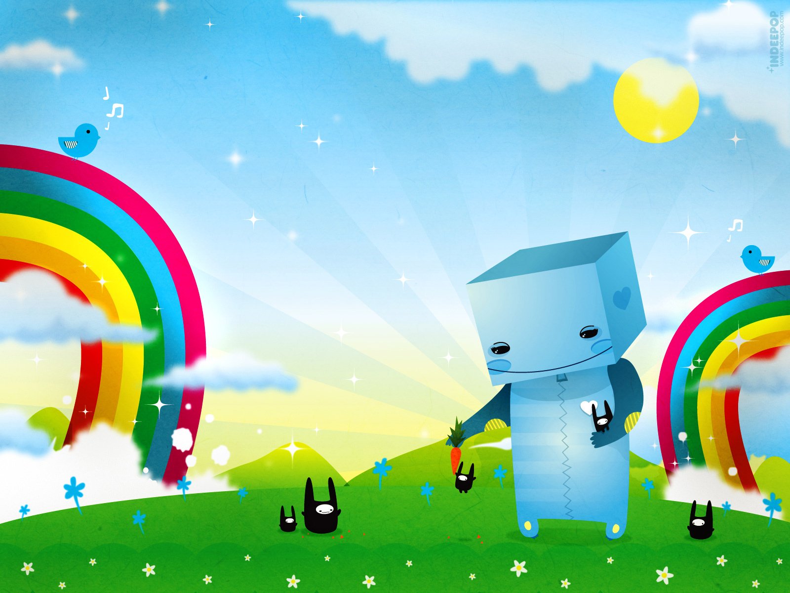 Download Rainbow Colorful Robot Funny Wallpaper