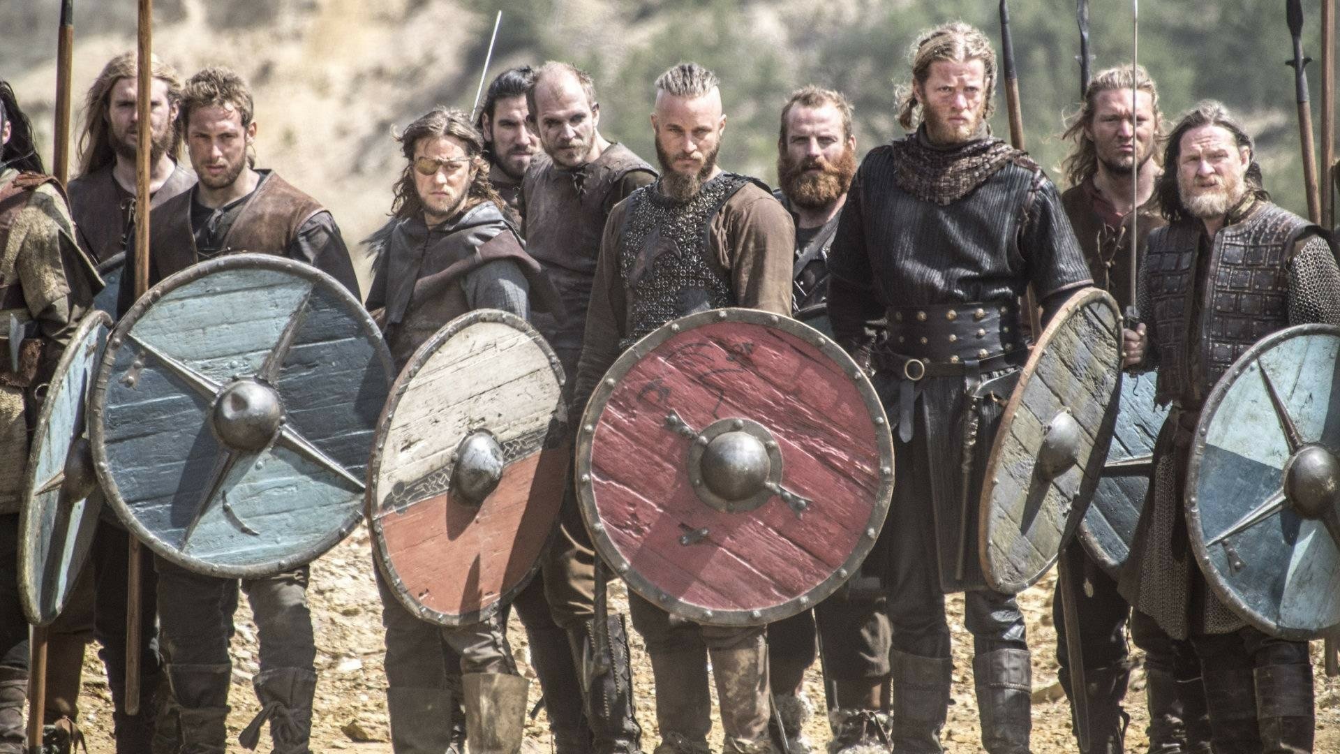 Vikings 2013 HD Wallpaper: Ragnar Lothbrok and Shield Warriors United