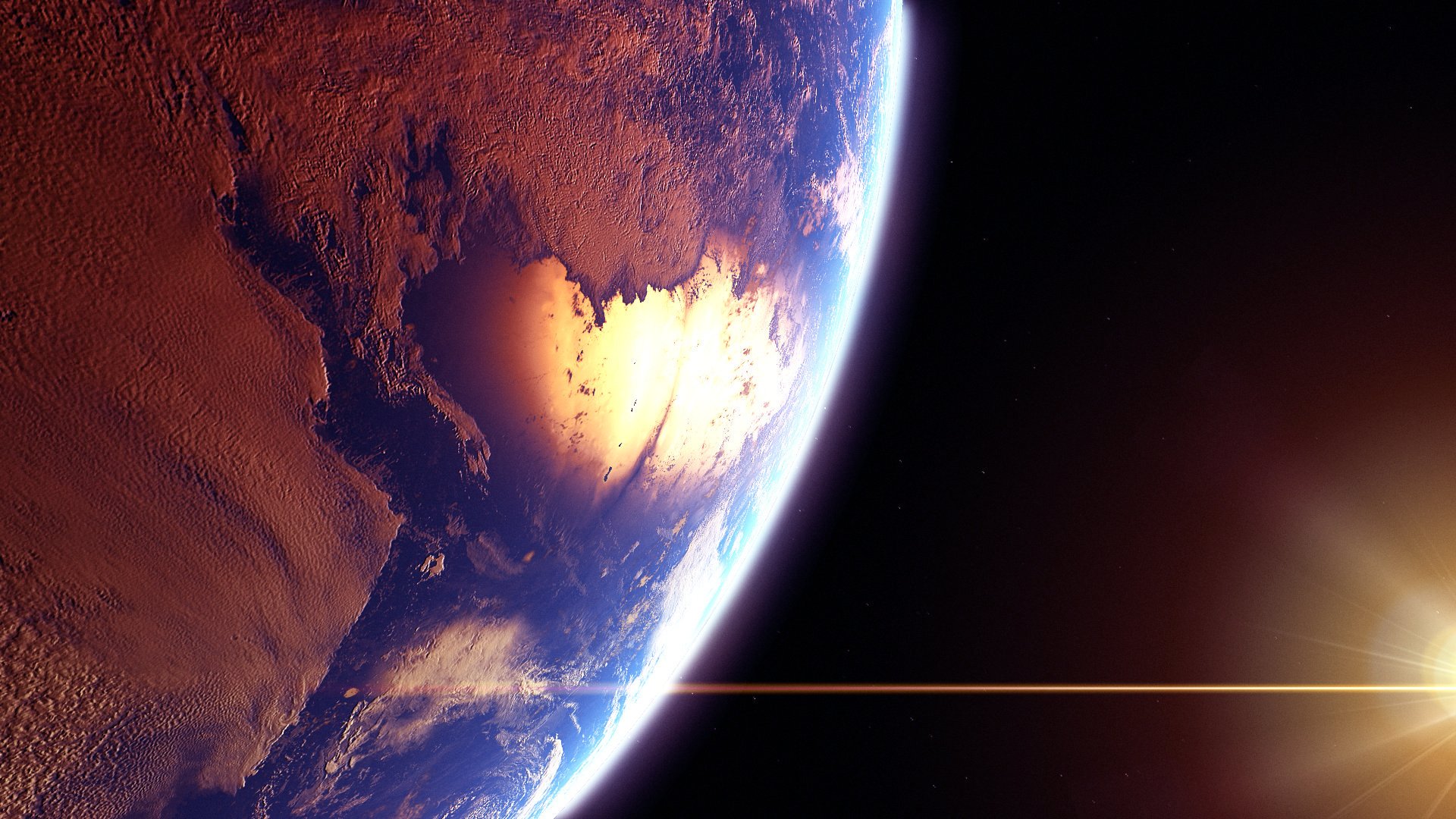 Crimson Horizon - HD Sci‑Fi Planetscape | 1920x1080 | Wallpaper Abyss