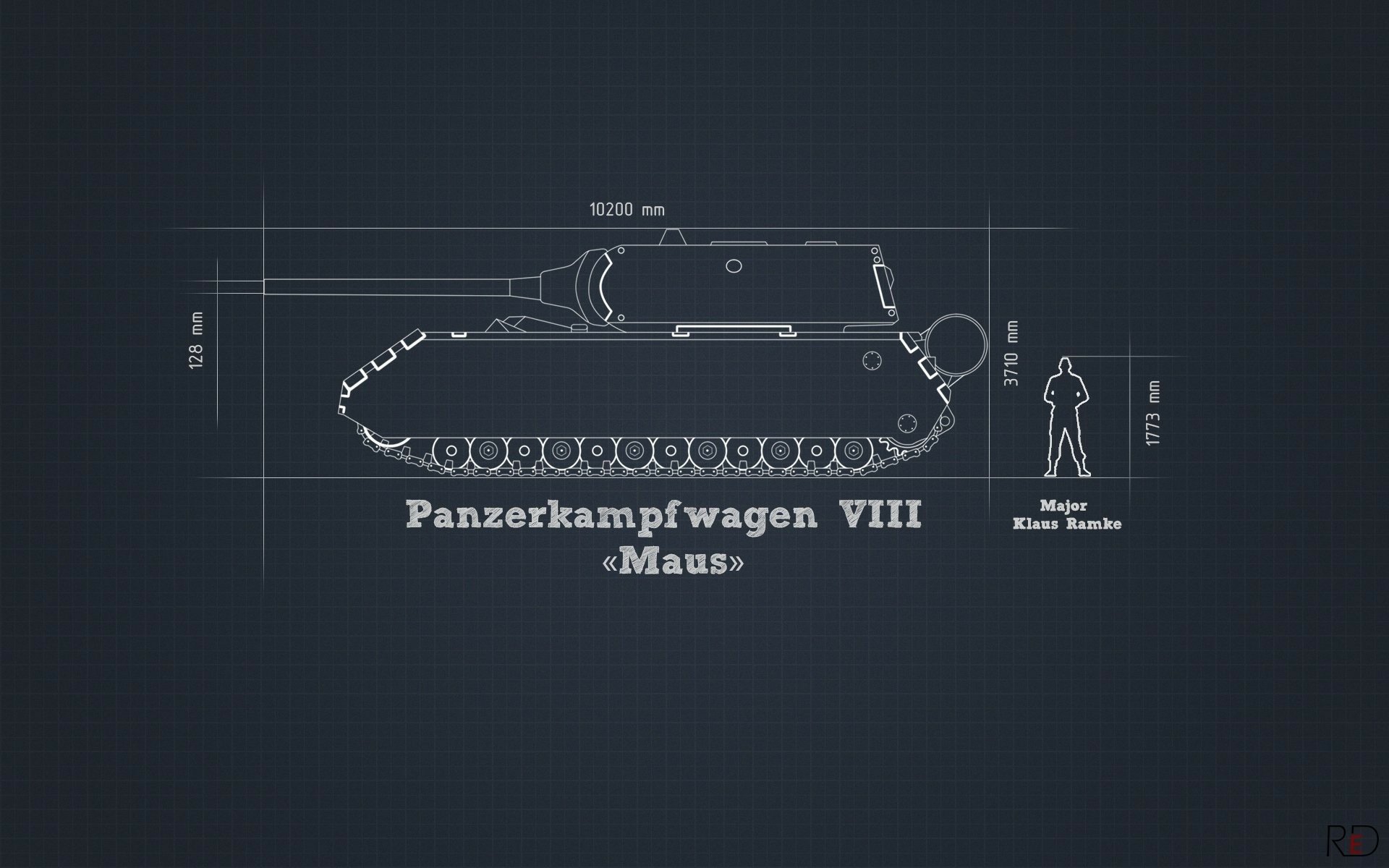 Panzerkampfwagen VIII Maus Minimalist Military Tank Schematic HD Wallpaper