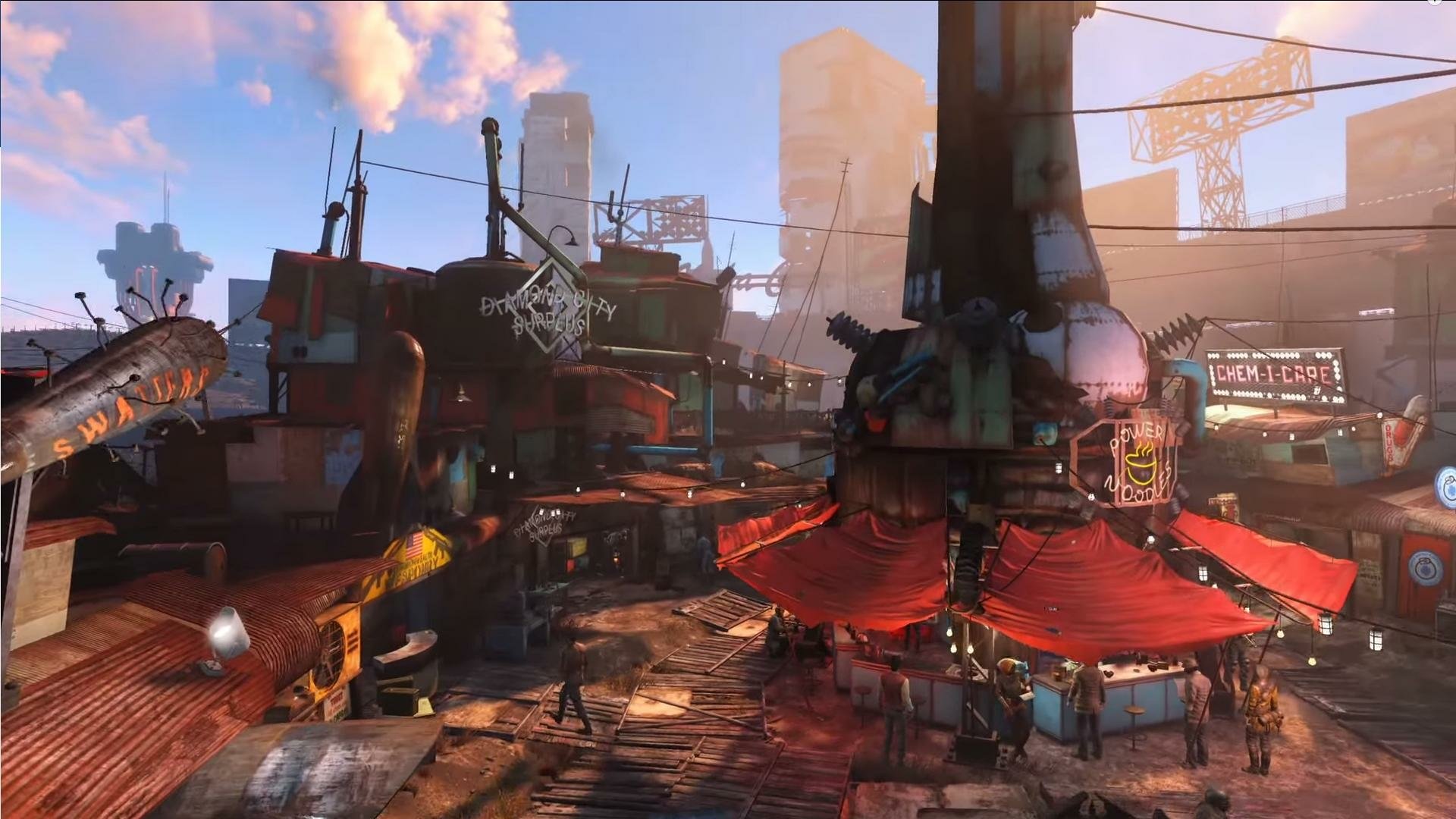 Fallout 4 HD Wallpaper: Post-Apocalyptic Marketscape in Stunning Detail