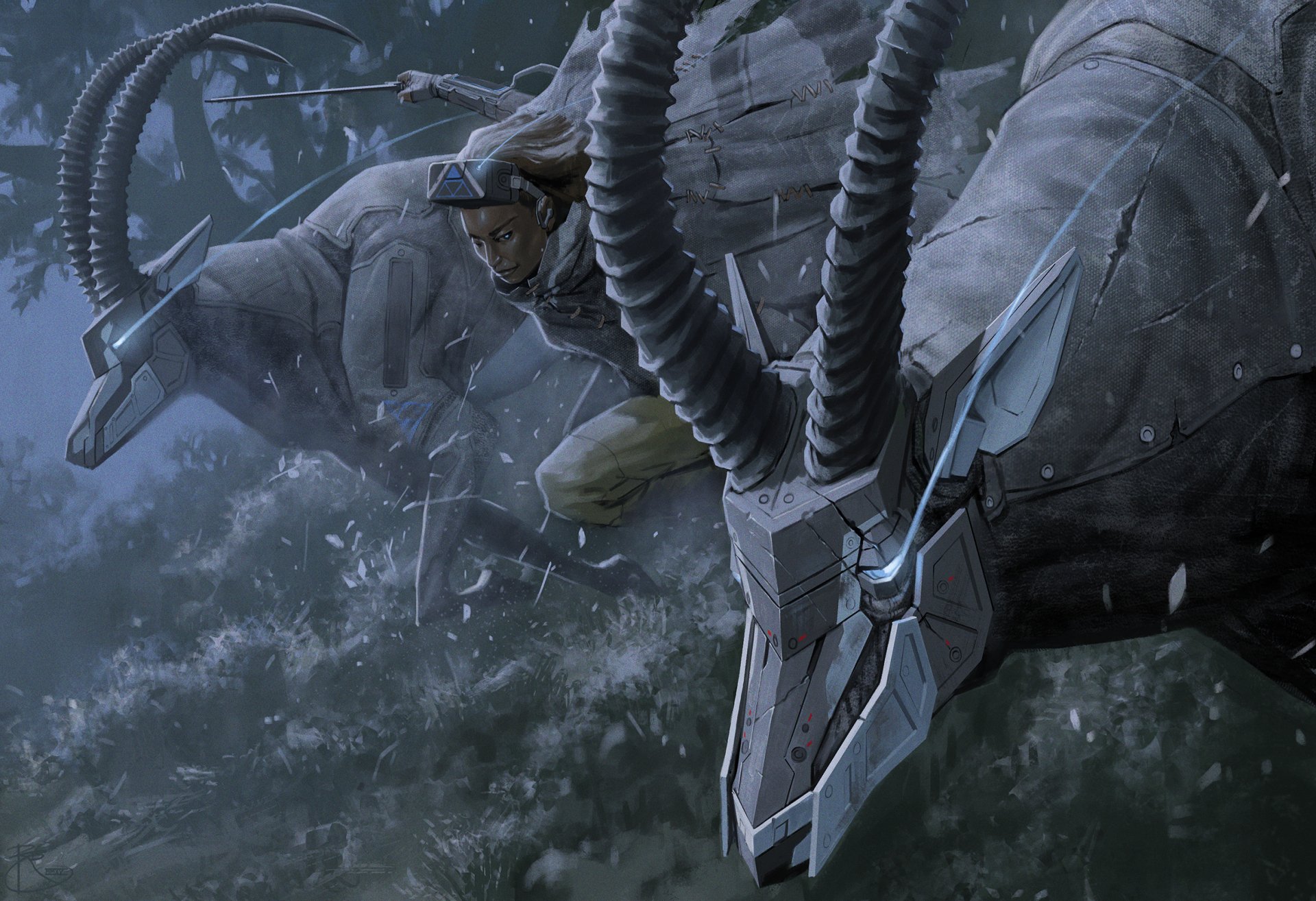 Epic Sci-Fi Robot Battle HD Wallpaper by Robert Chew