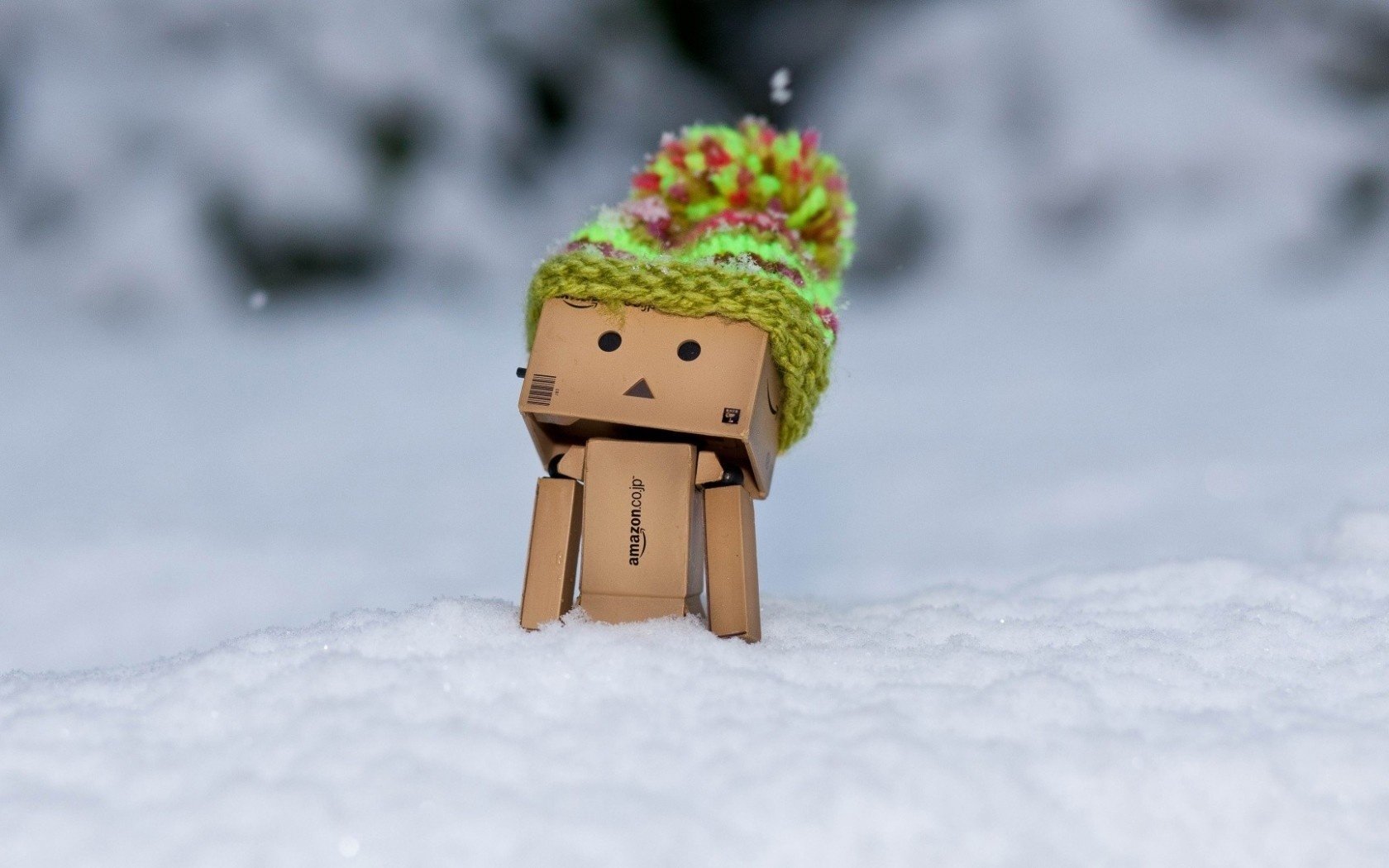 Danbo's Snowy Stroll — Cozy Hat HD Wallpaper | 1680x1050 | Wallpaper Abyss