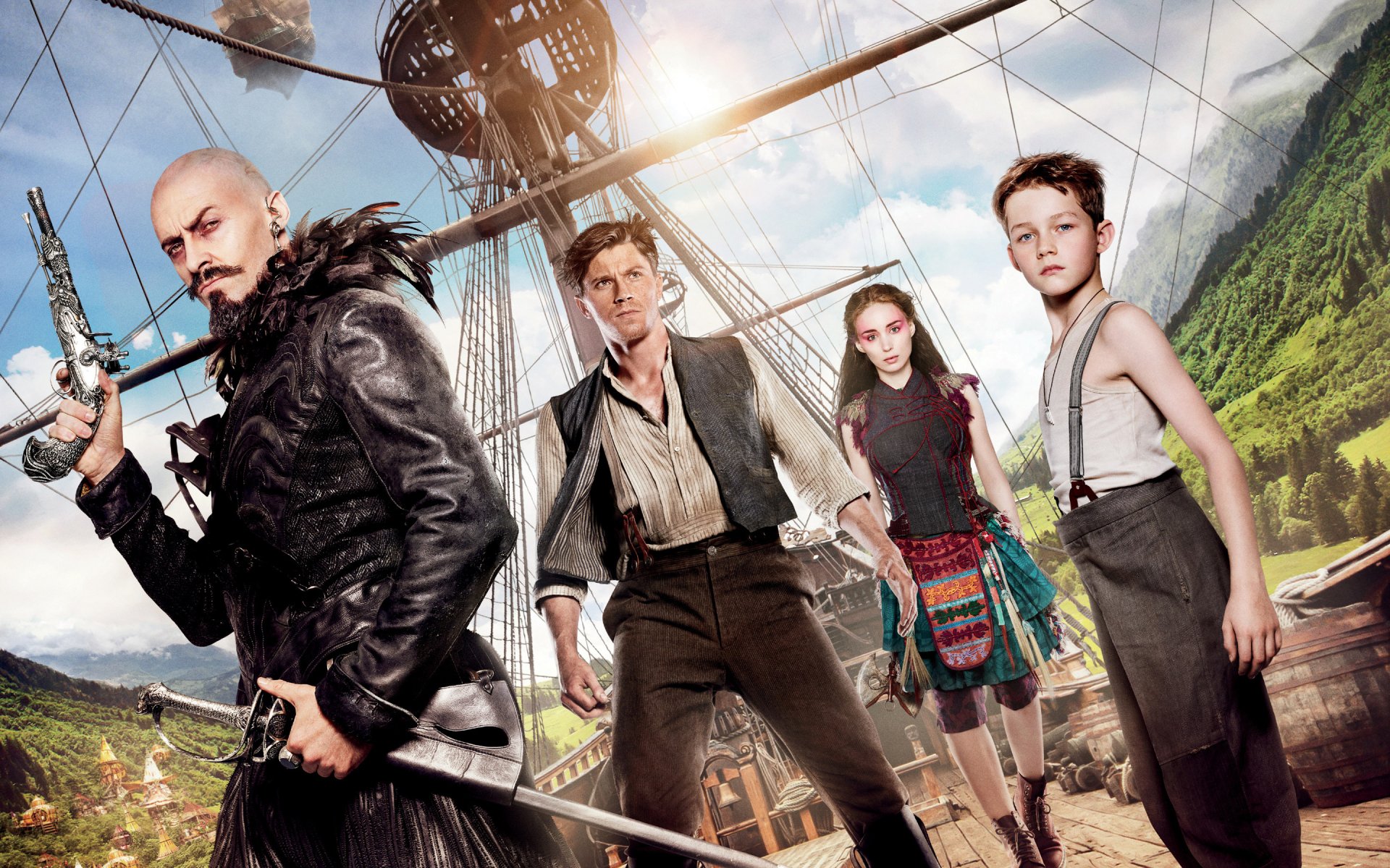 Pan Movie HD Wallpaper Featuring Garrett Hedlund, Rooney Mara & Hugh ...