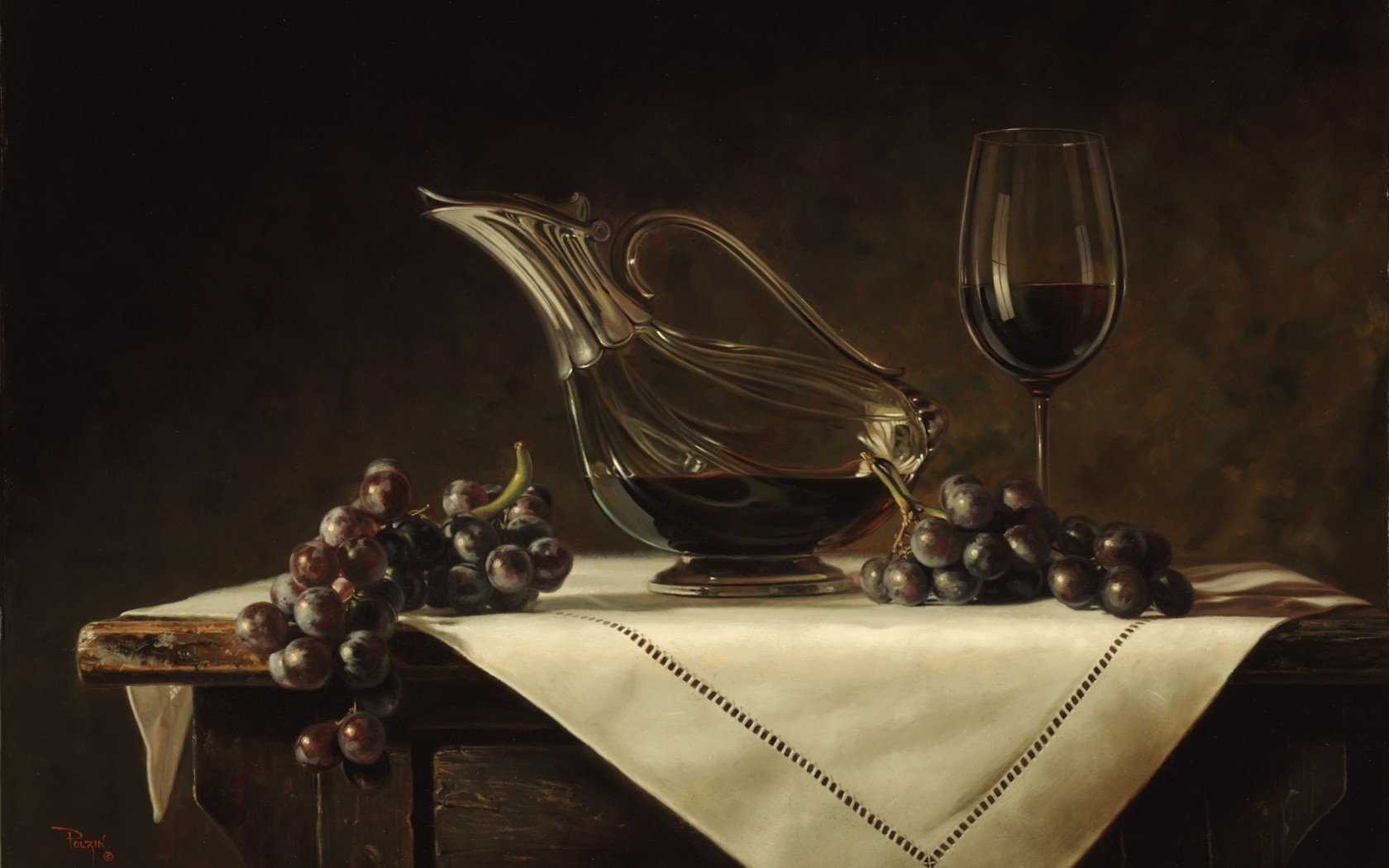 Elegant Harmony: Wine & Grapes HD Wallpaper