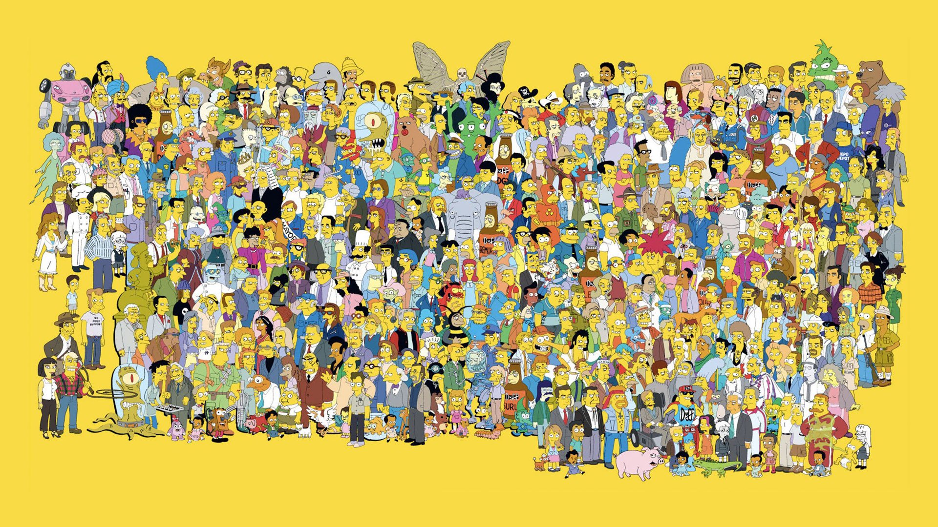 The Simpsons Ultimate HD Wallpaper: Iconic Characters Unite in Springfield!