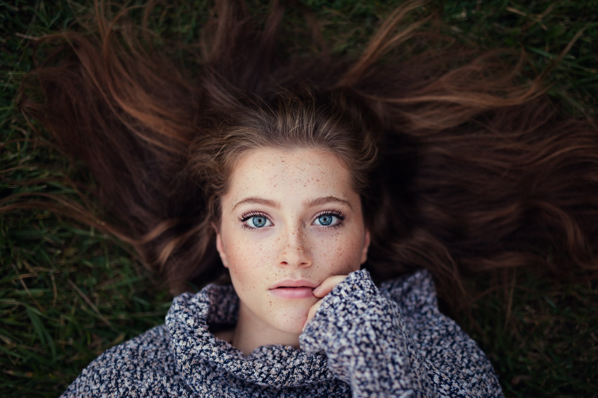 8K Ultra HD Freckled Brunette Model with Striking Blue Eyes by Jesse Herzog
