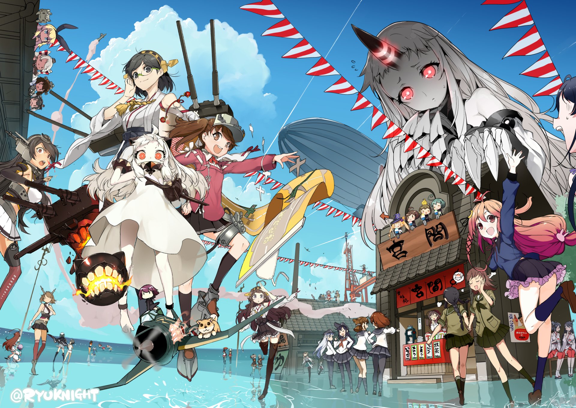 Kantai Collection HD Anime Wallpaper: Epic Naval Battle Scene by 内藤隆 ...