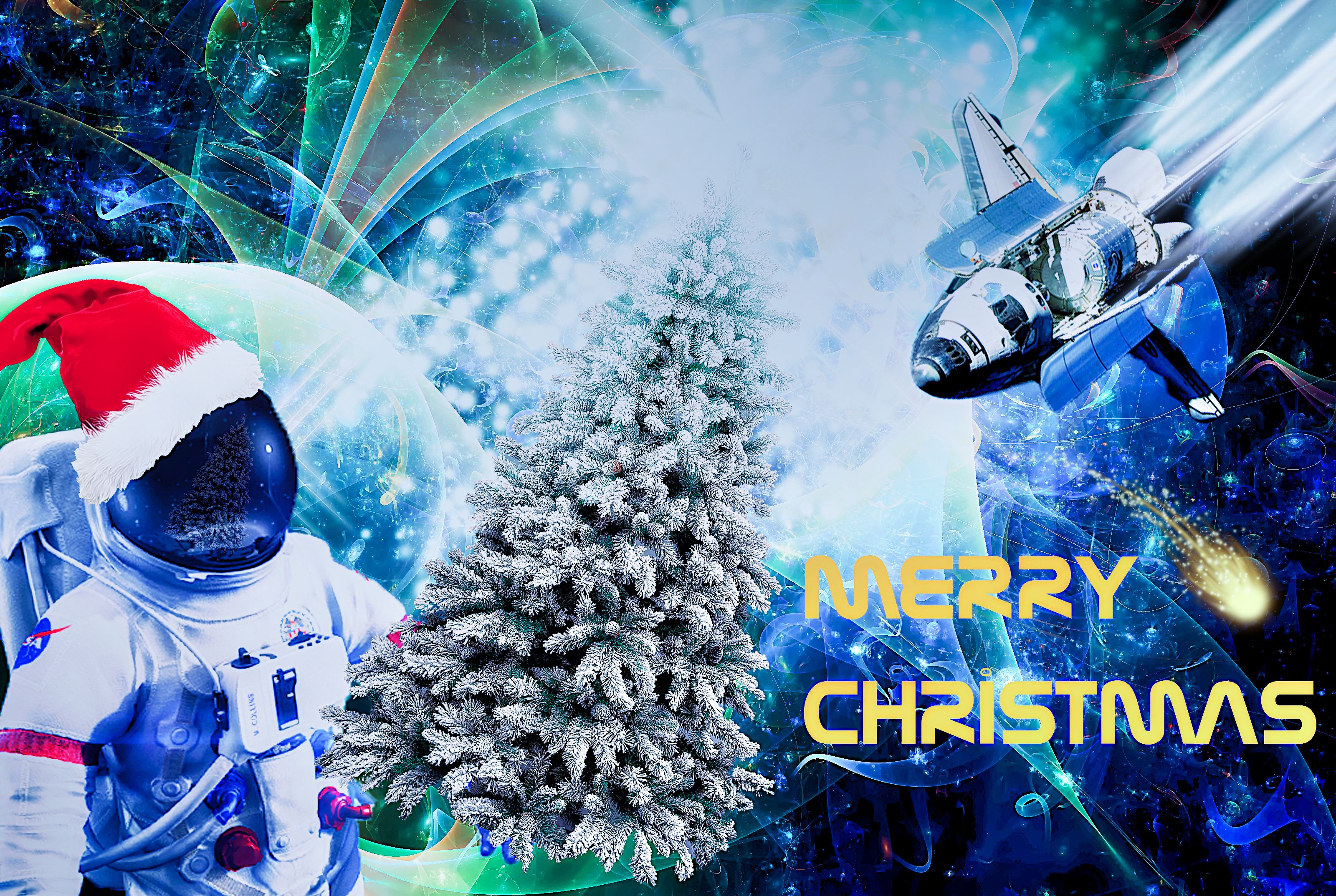 Download Space Shuttle Santa Hat Astronaut Space Holiday Christmas HD ...