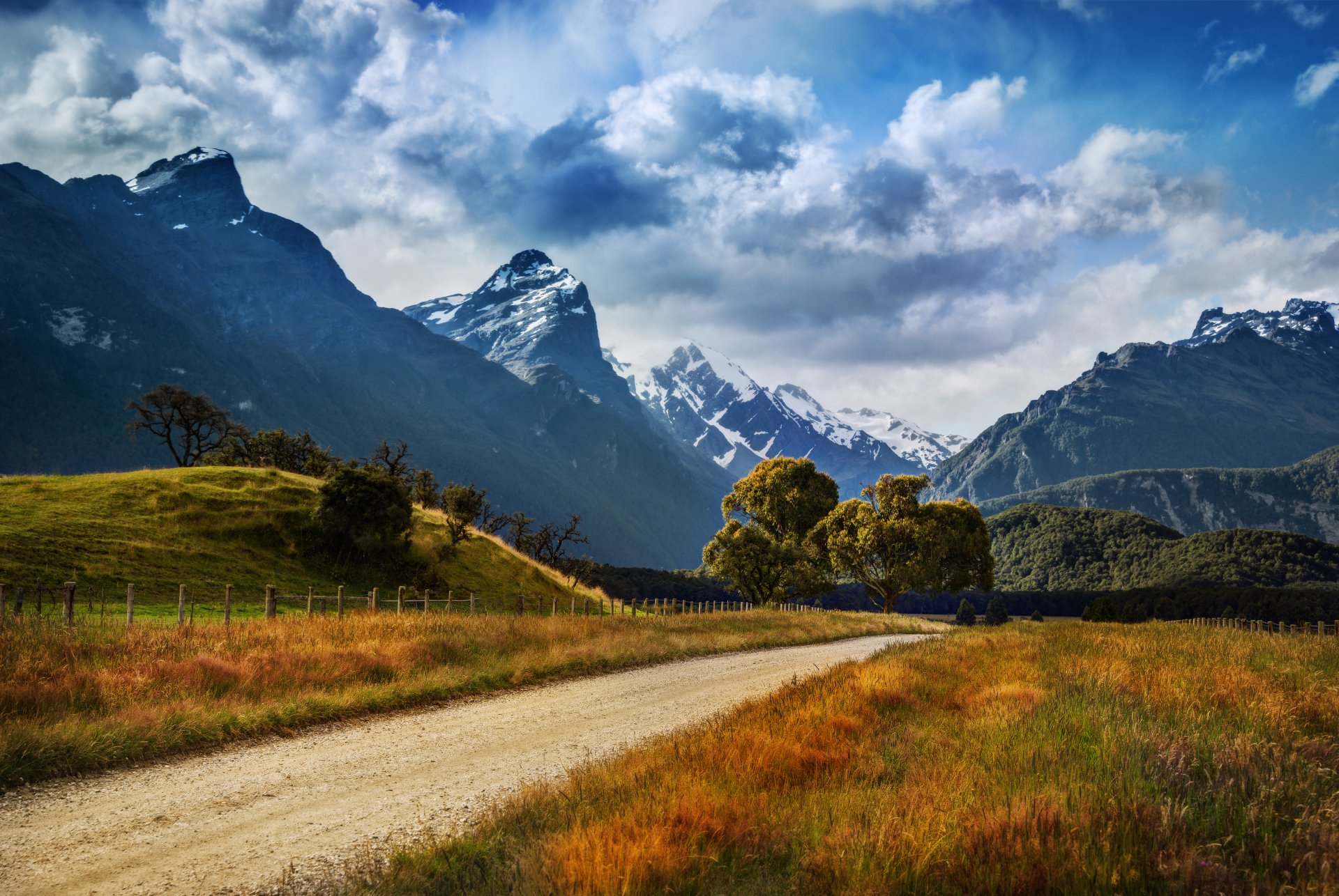 Majestic New Zealand Mountains: Cloudy Skies Over Scenic 4K Roadside ...