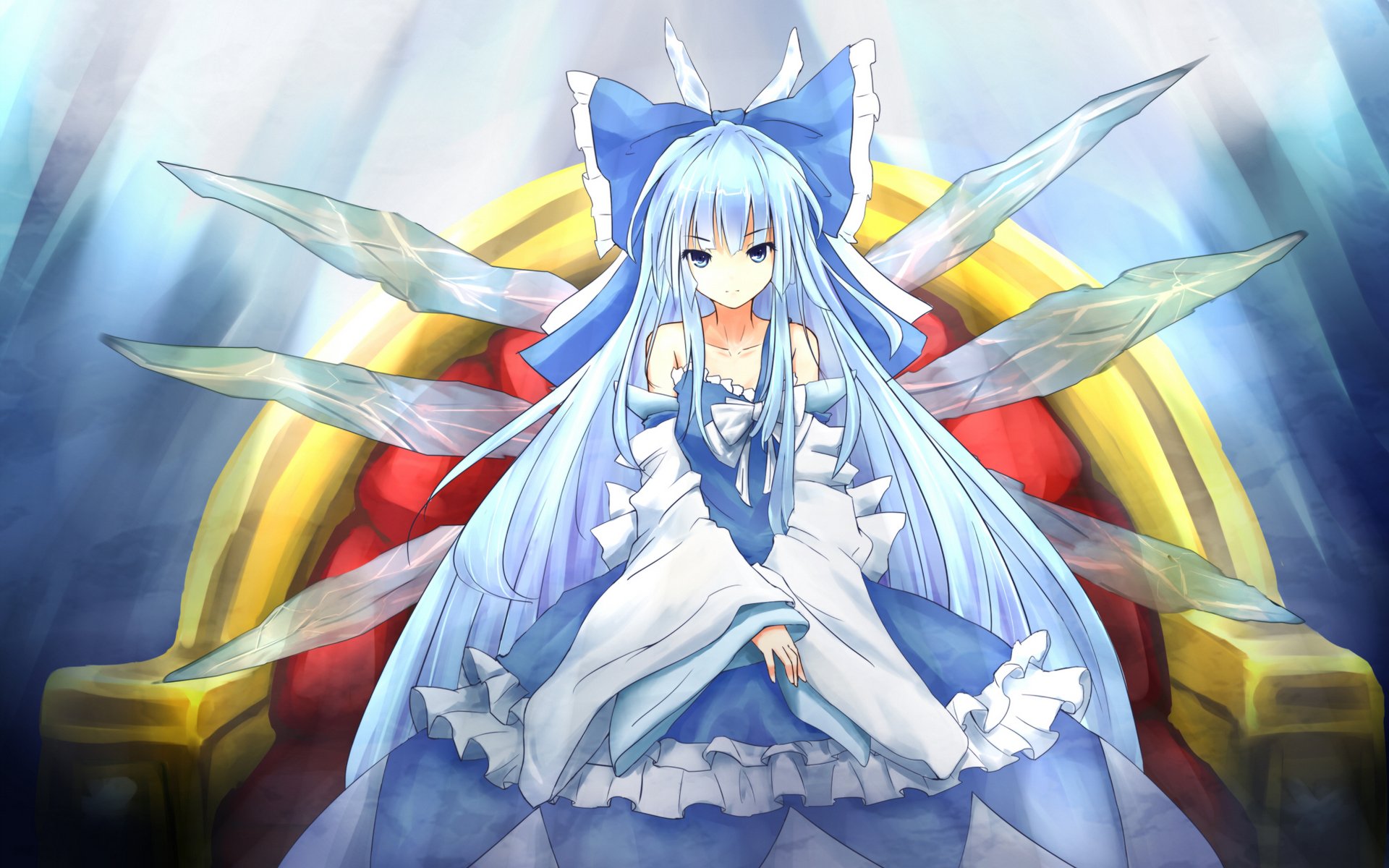 Download Cirno (Touhou) Headdress Wings Blue Eyes Blue Hair Long Hair ...