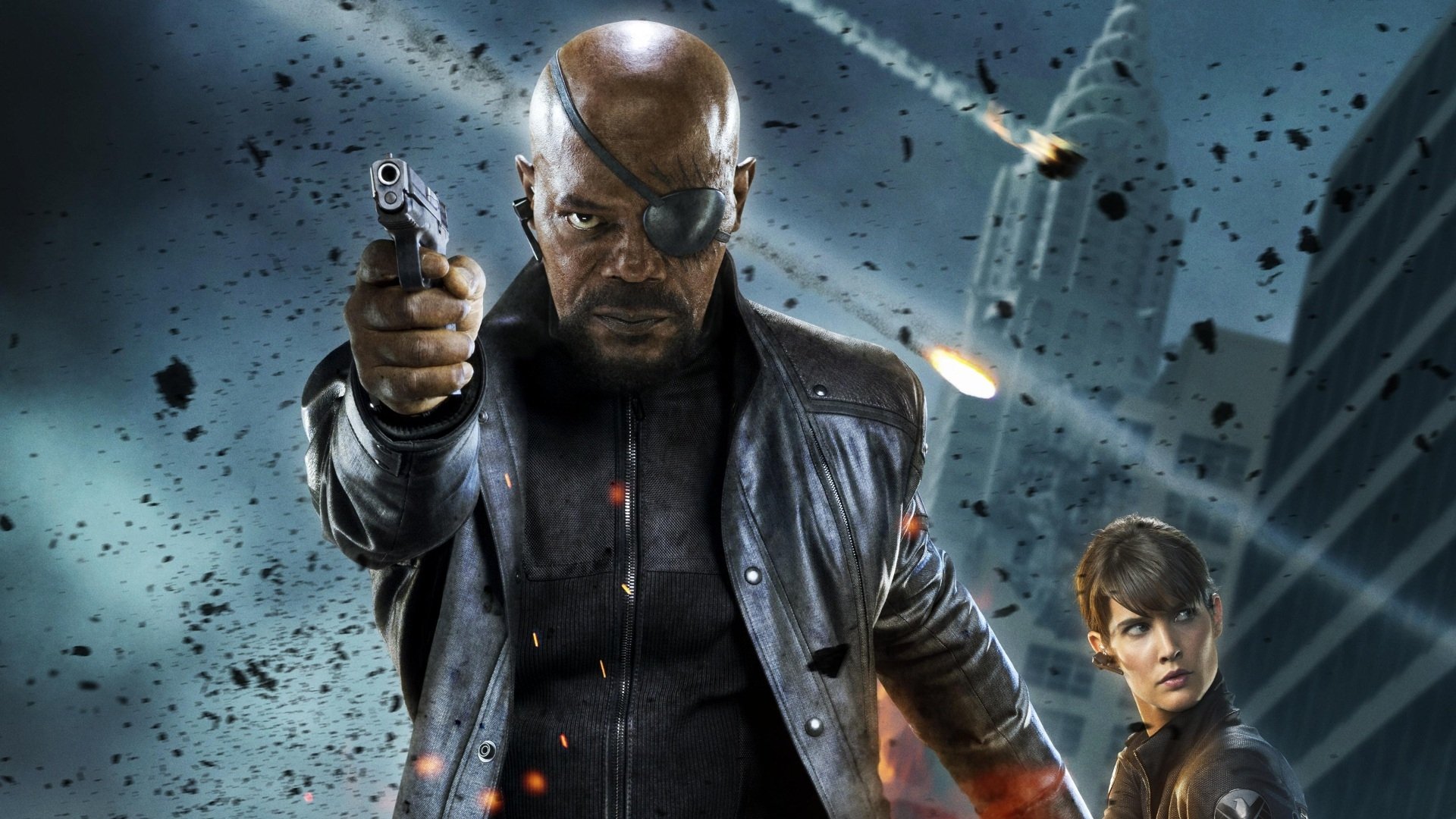 Nick Fury Strikes: Samuel L. Jackson & Cobie Smulders Avengers HD Wallpaper