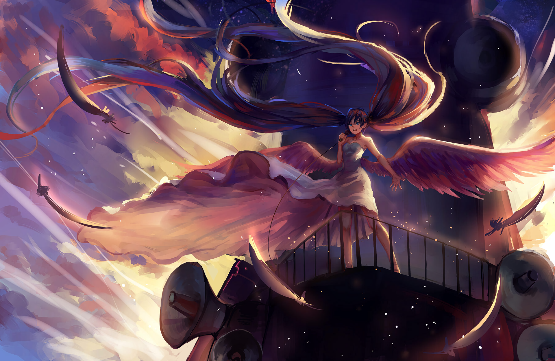 Celestial Miku: HD Wallpaper Featuring an Angelic Vocaloid by 氷魔神