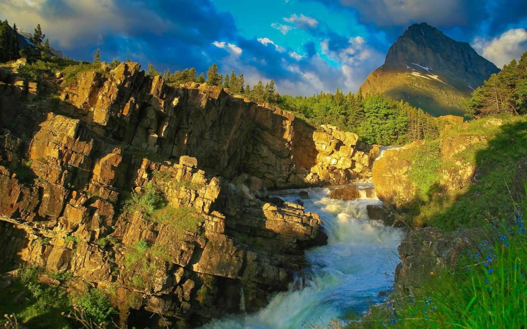 Emerald Peak — Mountain Stream HD Wallpaper | 1680x1050 | Wallpaper Abyss