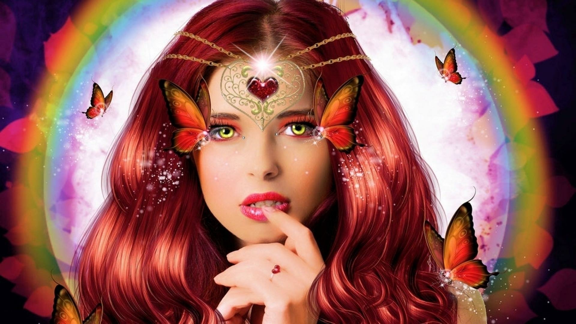 Fantasy Butterfly Girl Flowers
