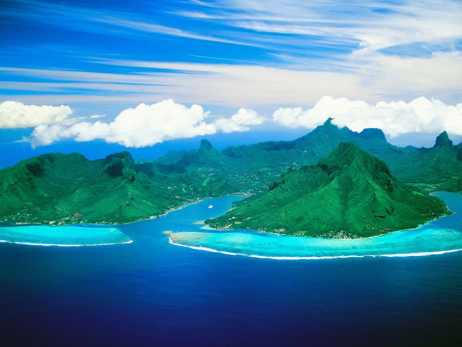 Download Cloud Nature Blue Green Mountain Ocean Island Wallpaper ...