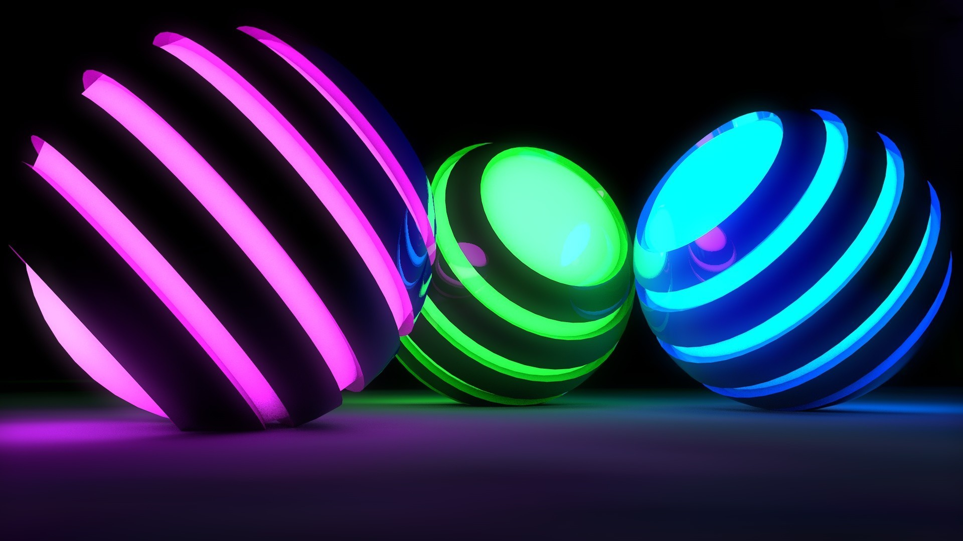 Download CGI 3D Neon Abstract Ball HD Wallpaper