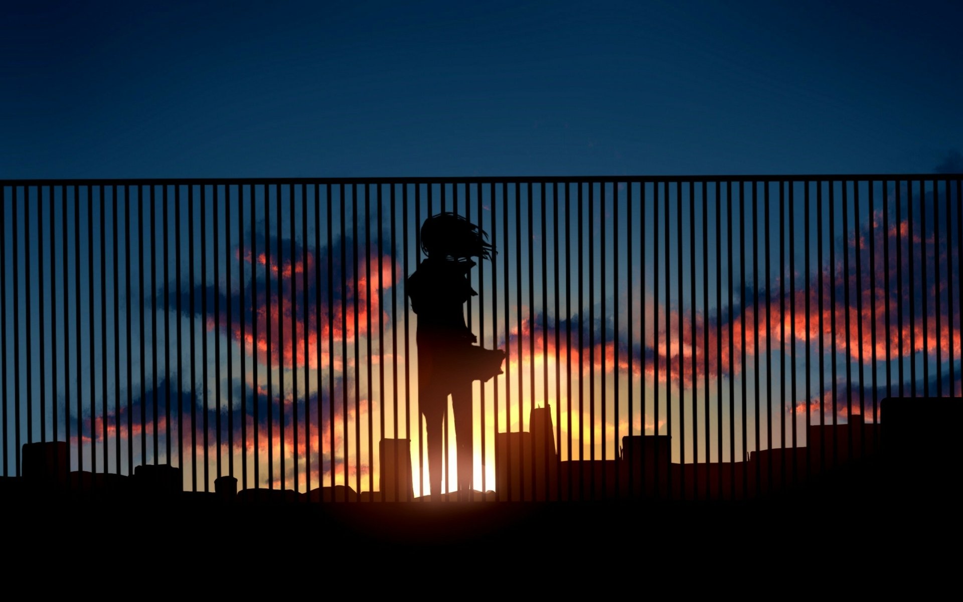 Sunset Reflection: Anime Girl HD Wallpaper