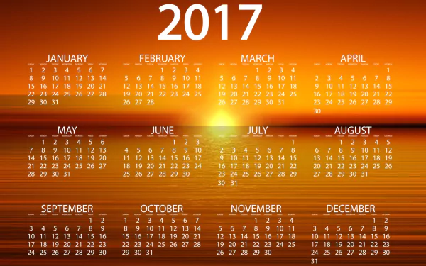 2017 Calendar - Stunning 4K Ultra HD Wallpaper