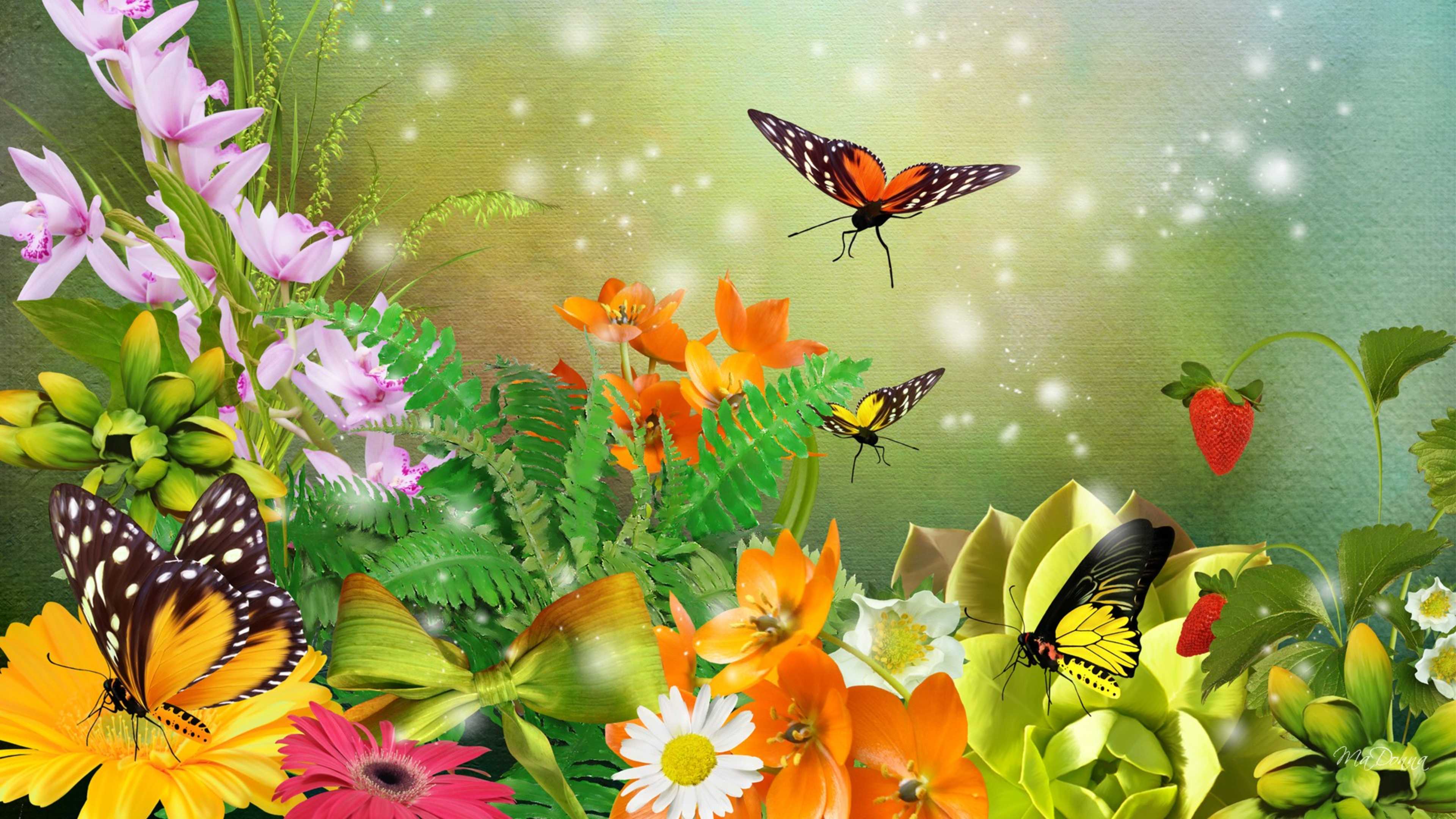 Download Colorful Butterfly Flower Artistic Spring 4k Ultra HD ...