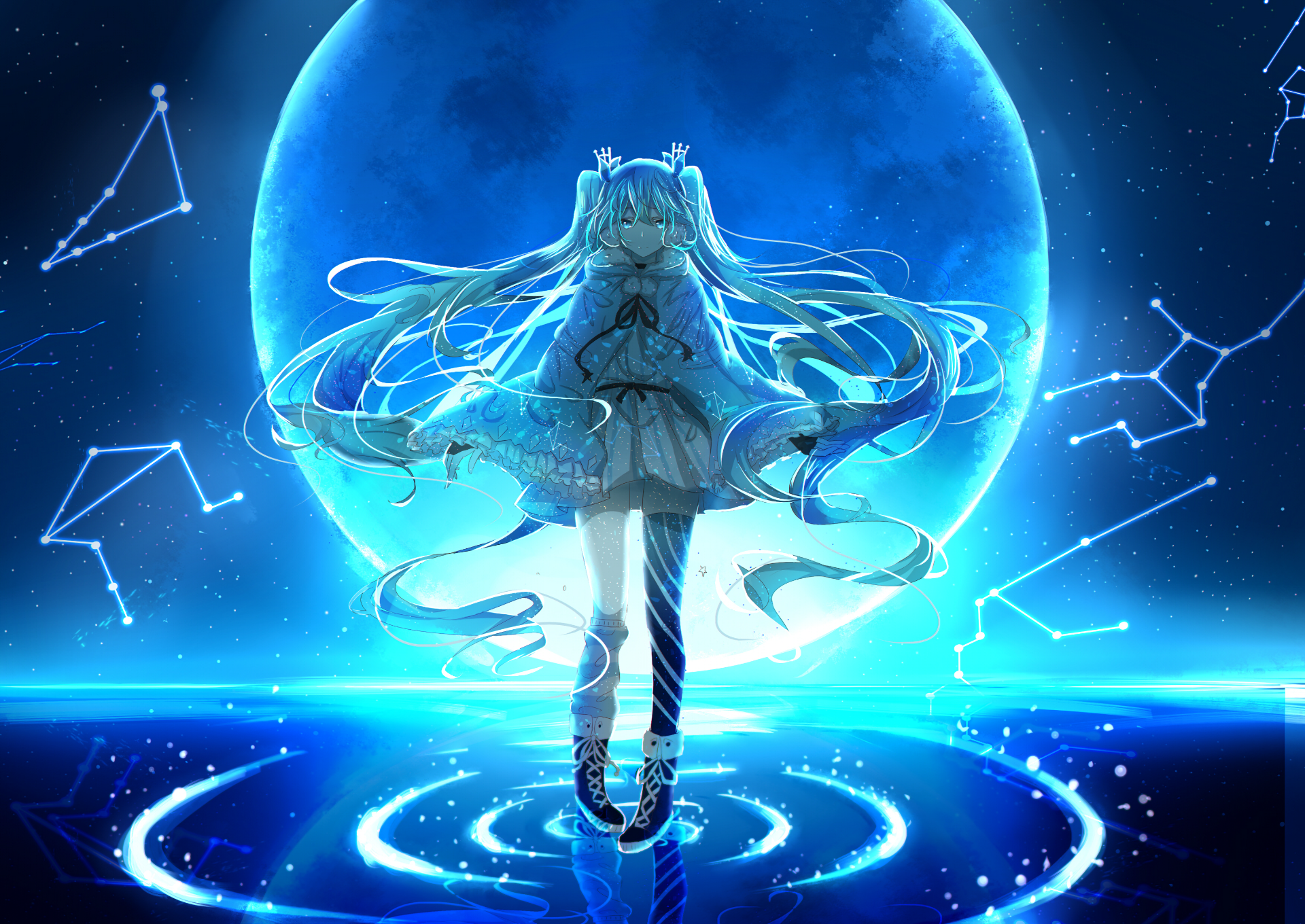 Vibrant Hatsune Miku HD Wallpaper: A Celestial Anime Experience by Re:Rin