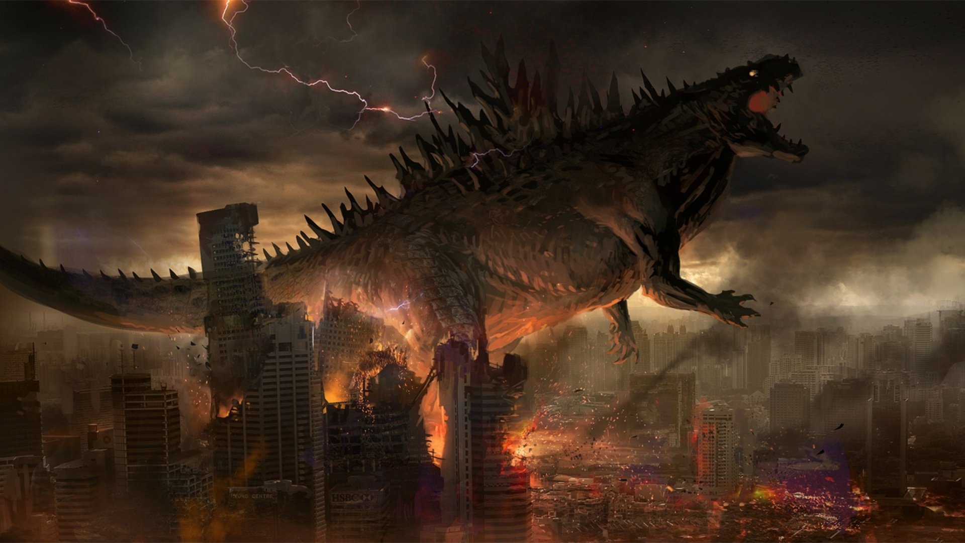 Epic Fantasy Godzilla Rampage – HD Wallpaper Fury Unleashed by sandara