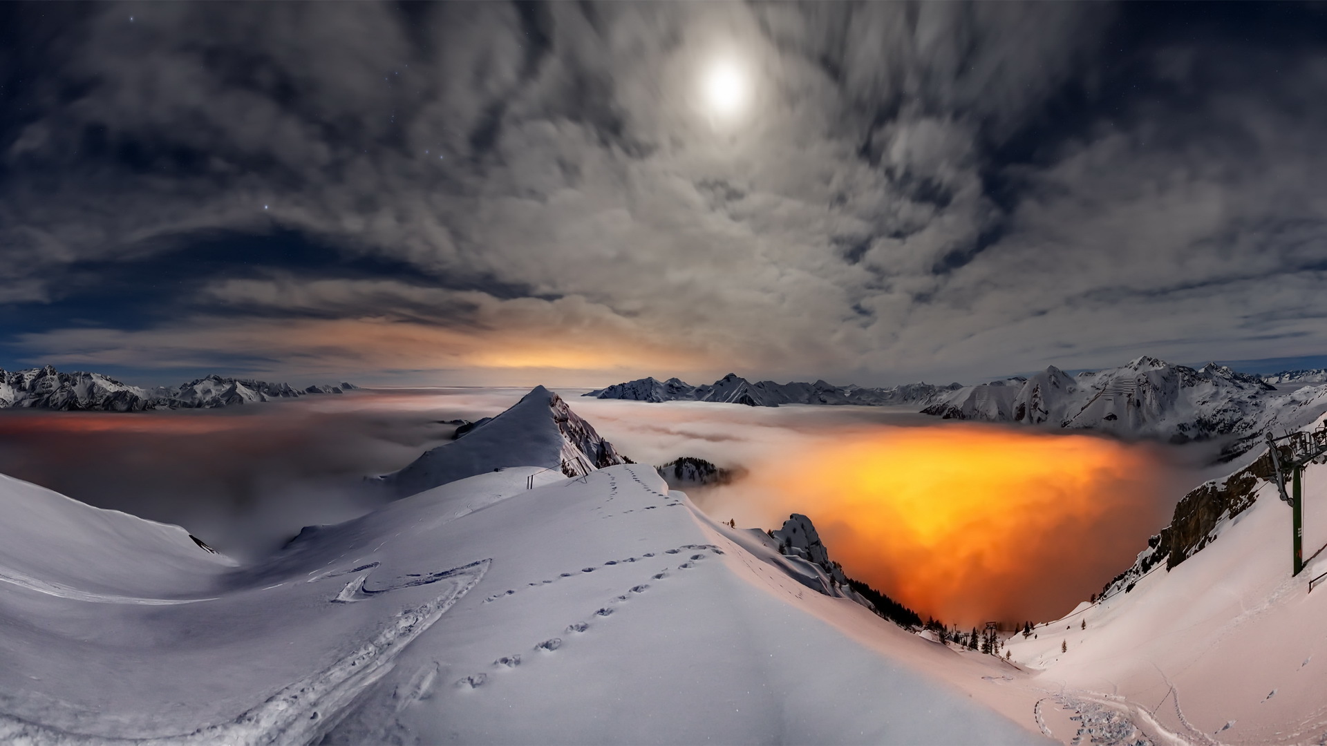 Download Nature Cloud Horizon Snow Mountain HD Wallpaper