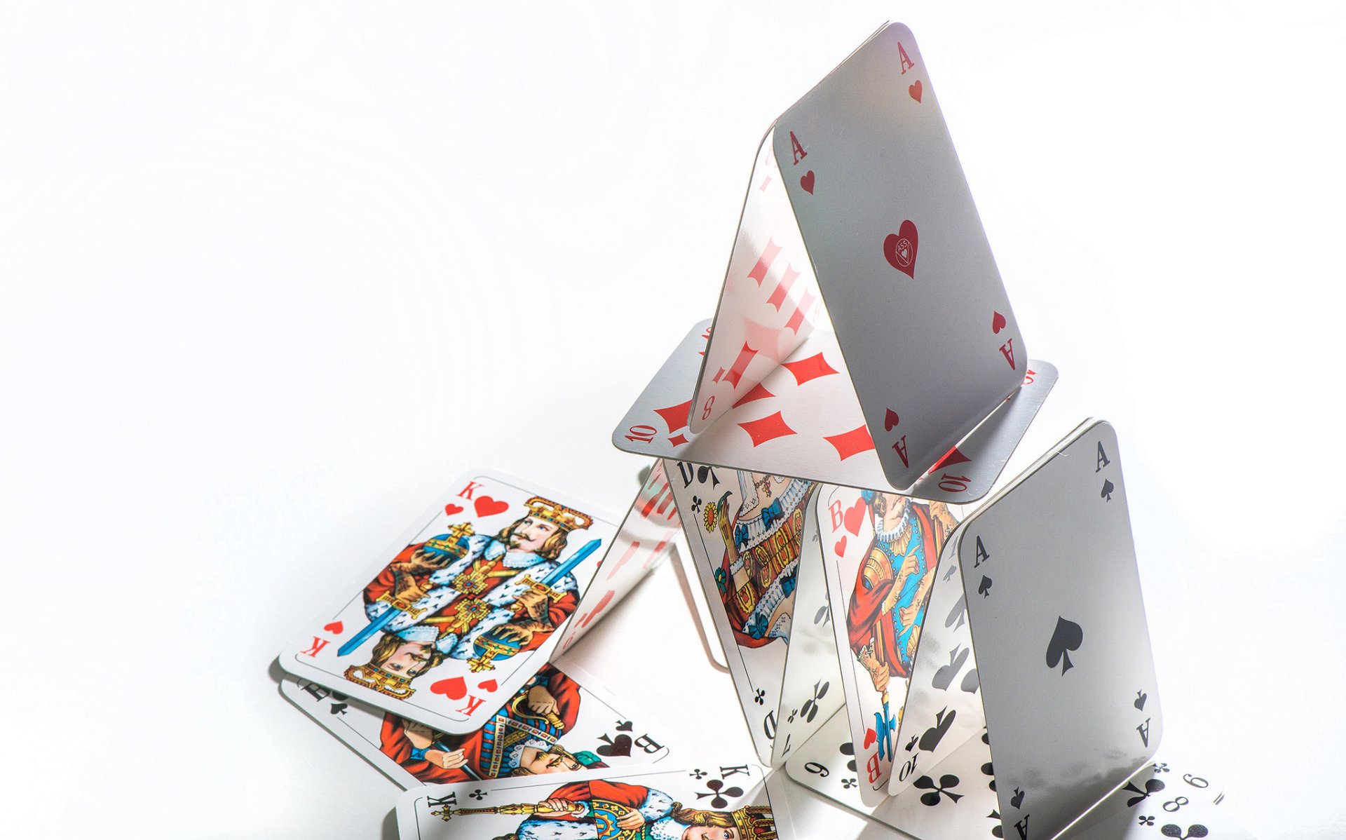 Elegant Card Structures: HD Wallpaper of Man-Made Artistry