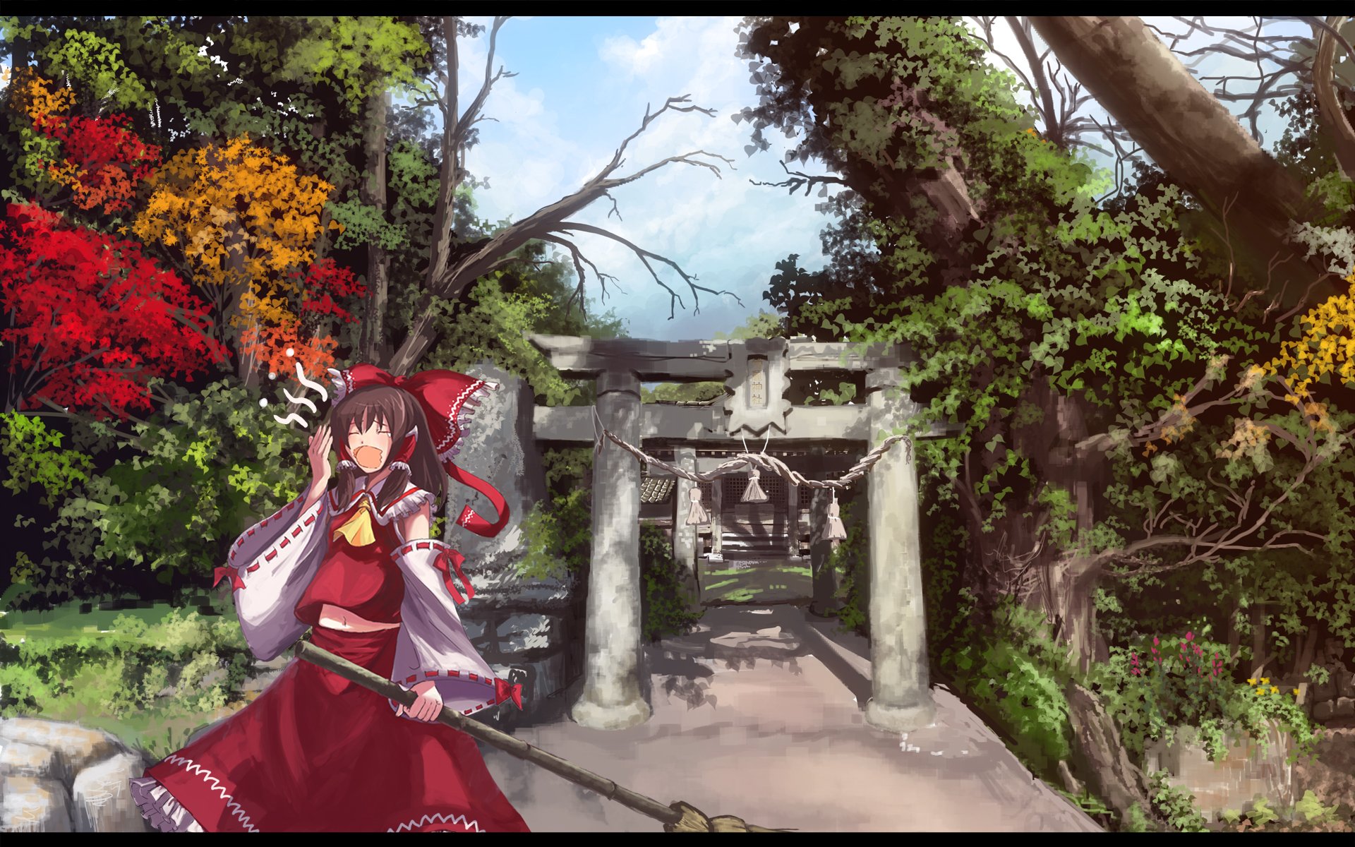 Touhou — Reimu at the Shrine (HD Wallpaper) | 1920x1200 | Wallpaper Abyss