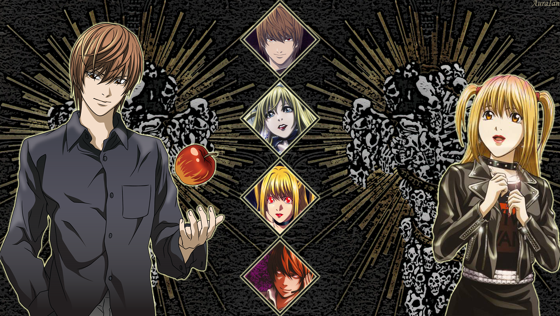 Death Note HD Anime Wallpaper: Iconic Characters United in Darkness