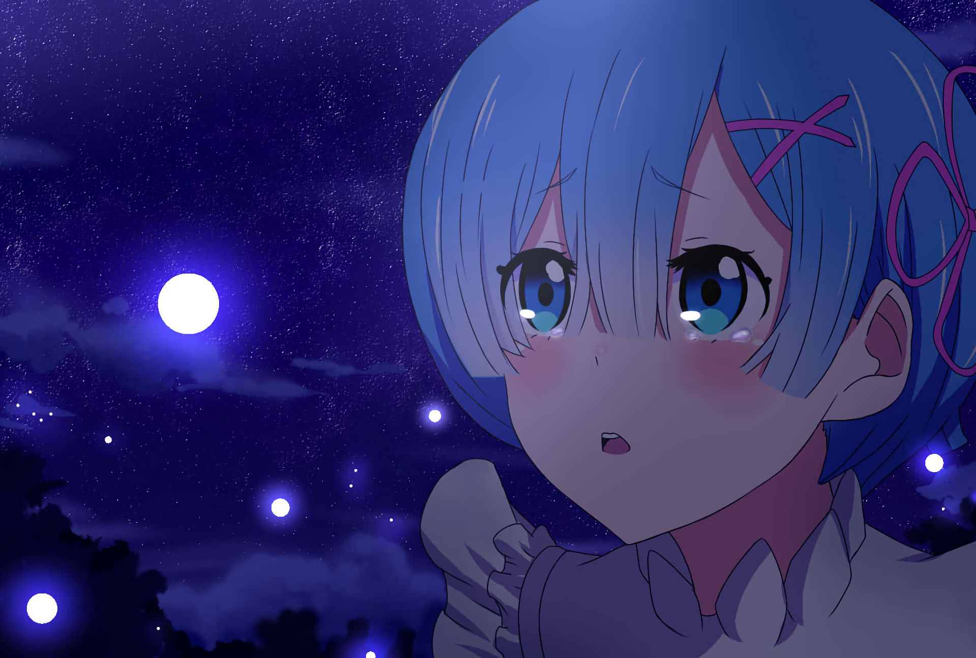 Rem from Re:ZERO - HD Wallpaper Under a Starry Night