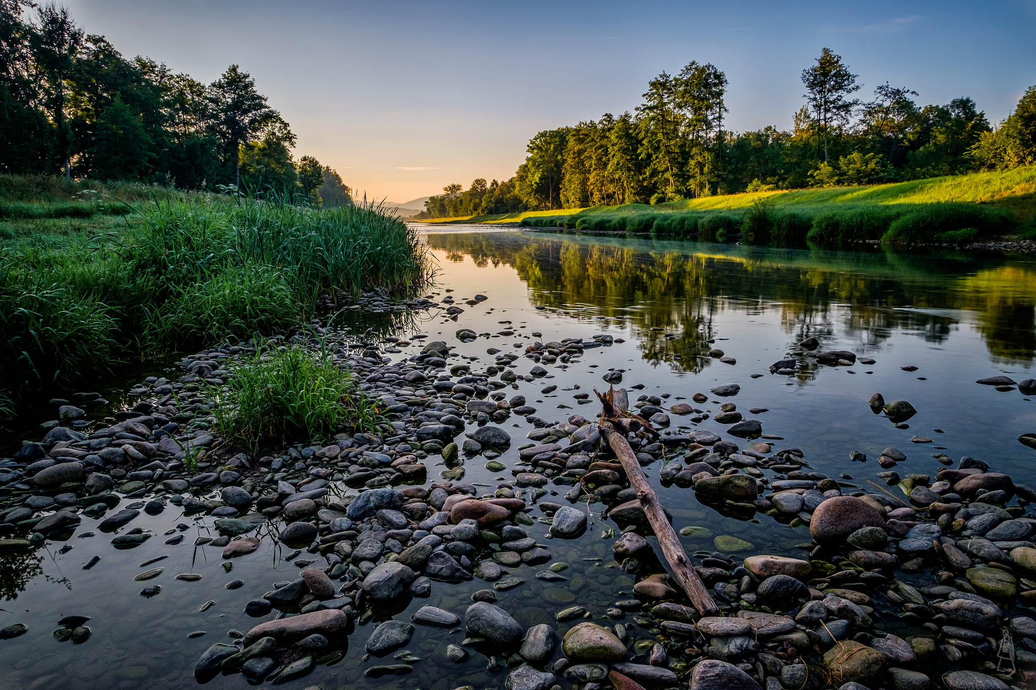 Download Stone Reflection Grass Nature River HD Wallpaper by der ...