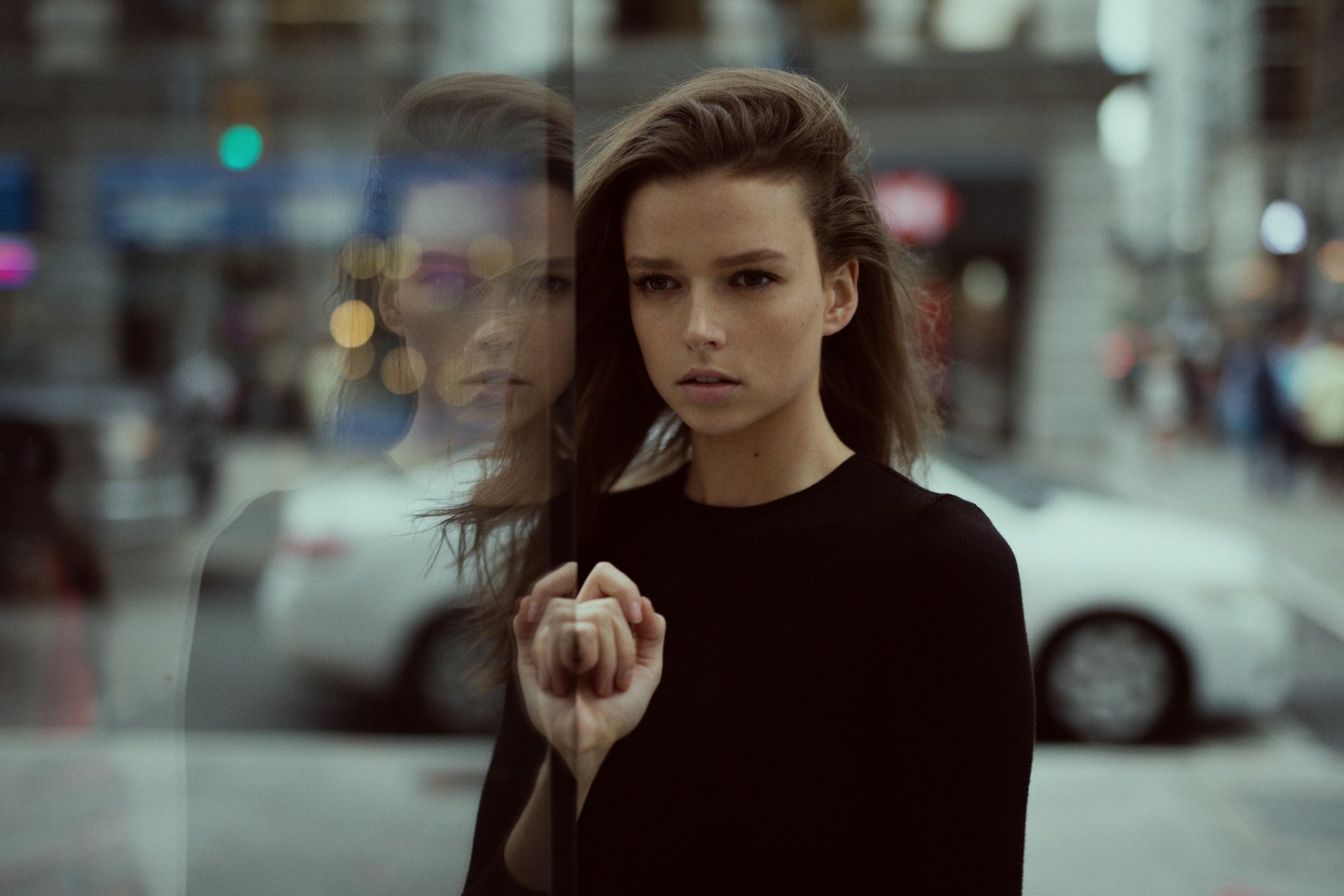 Download Depth Of Field Reflection Glass Portrait Woman Model HD ...