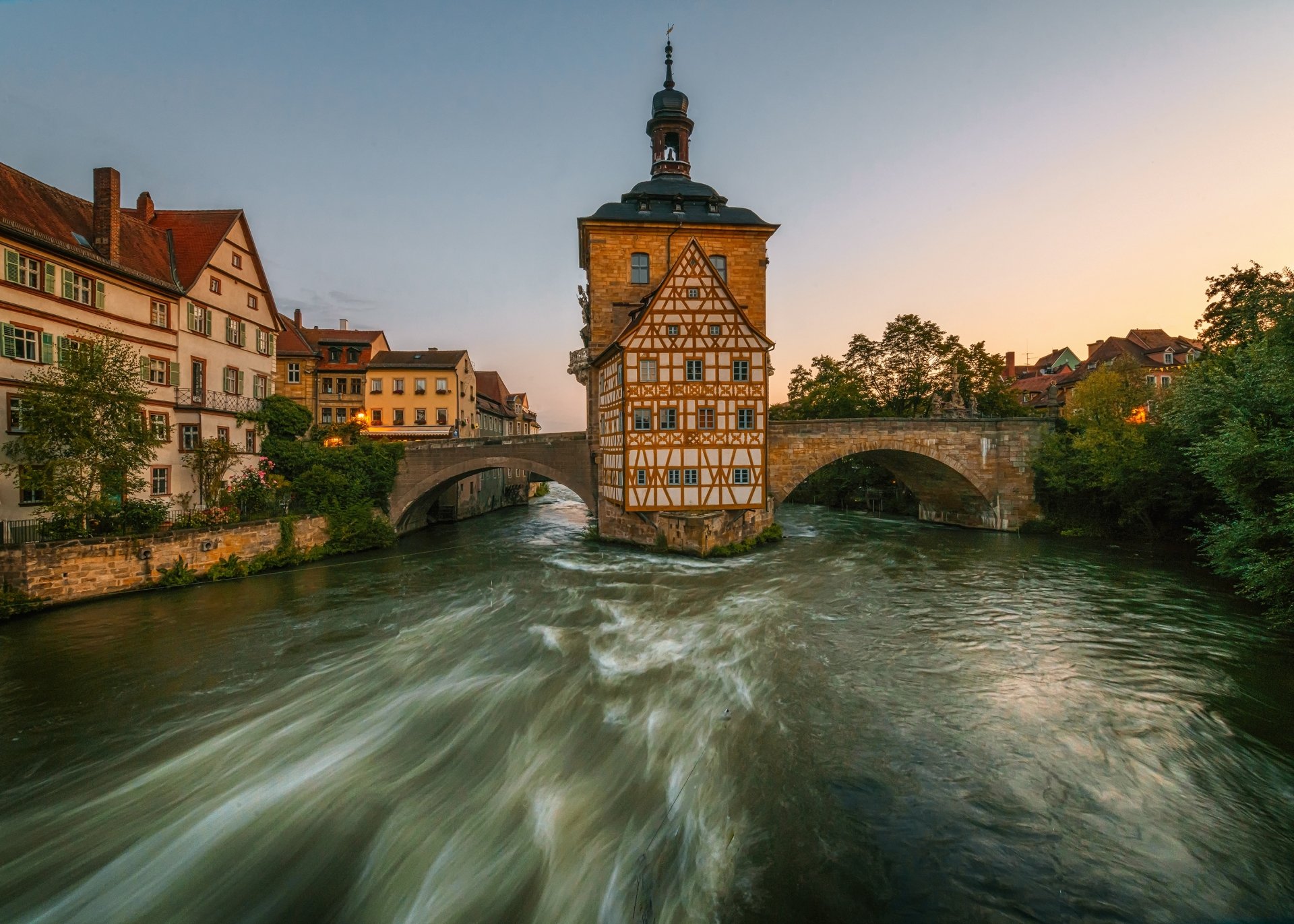 Download River House Bridge Germany Man Made Town HD Wallpaper ...