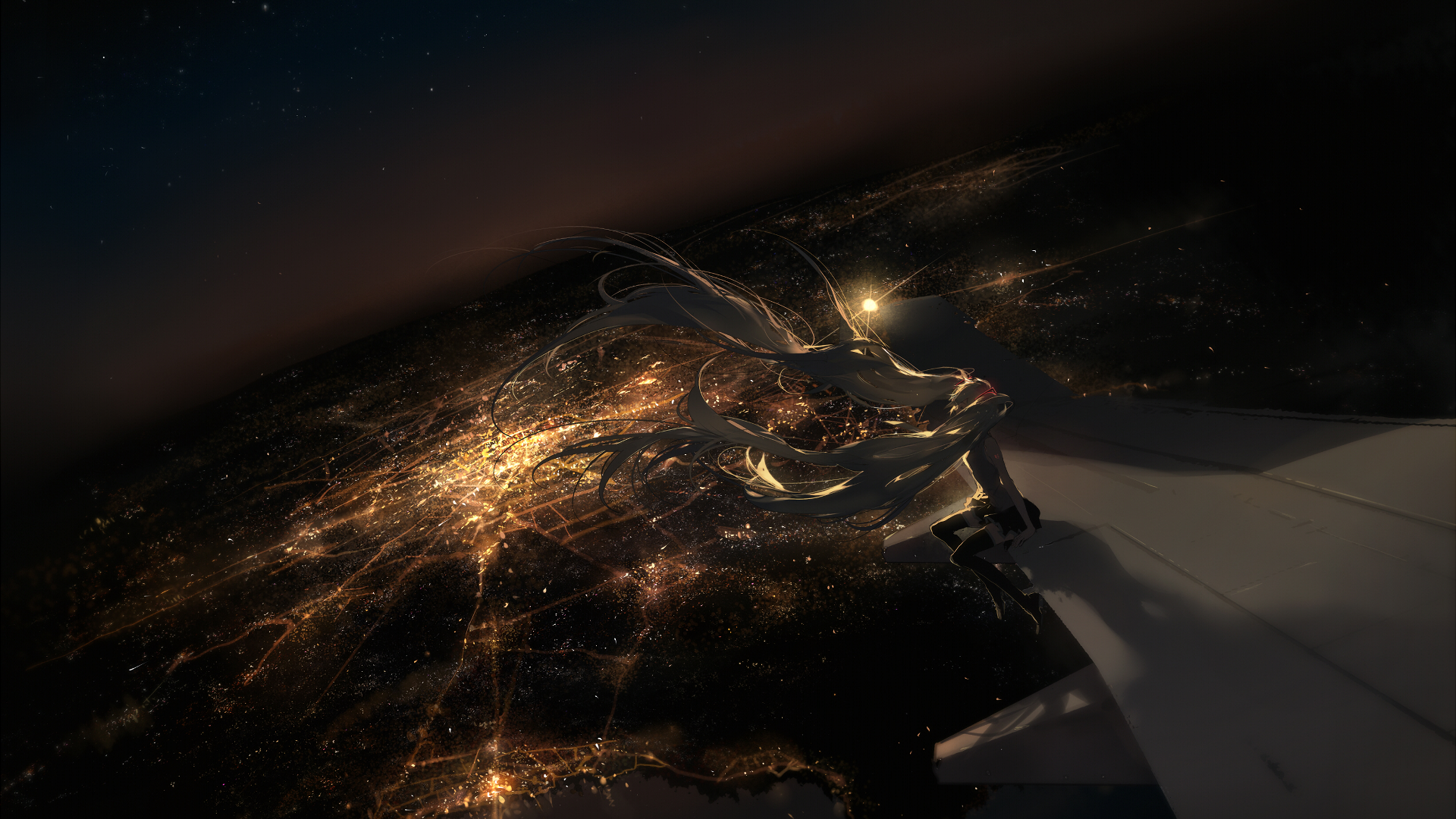 HD Wallpaper of Hatsune Miku: A Vocaloid Dream Above the City Lights ...