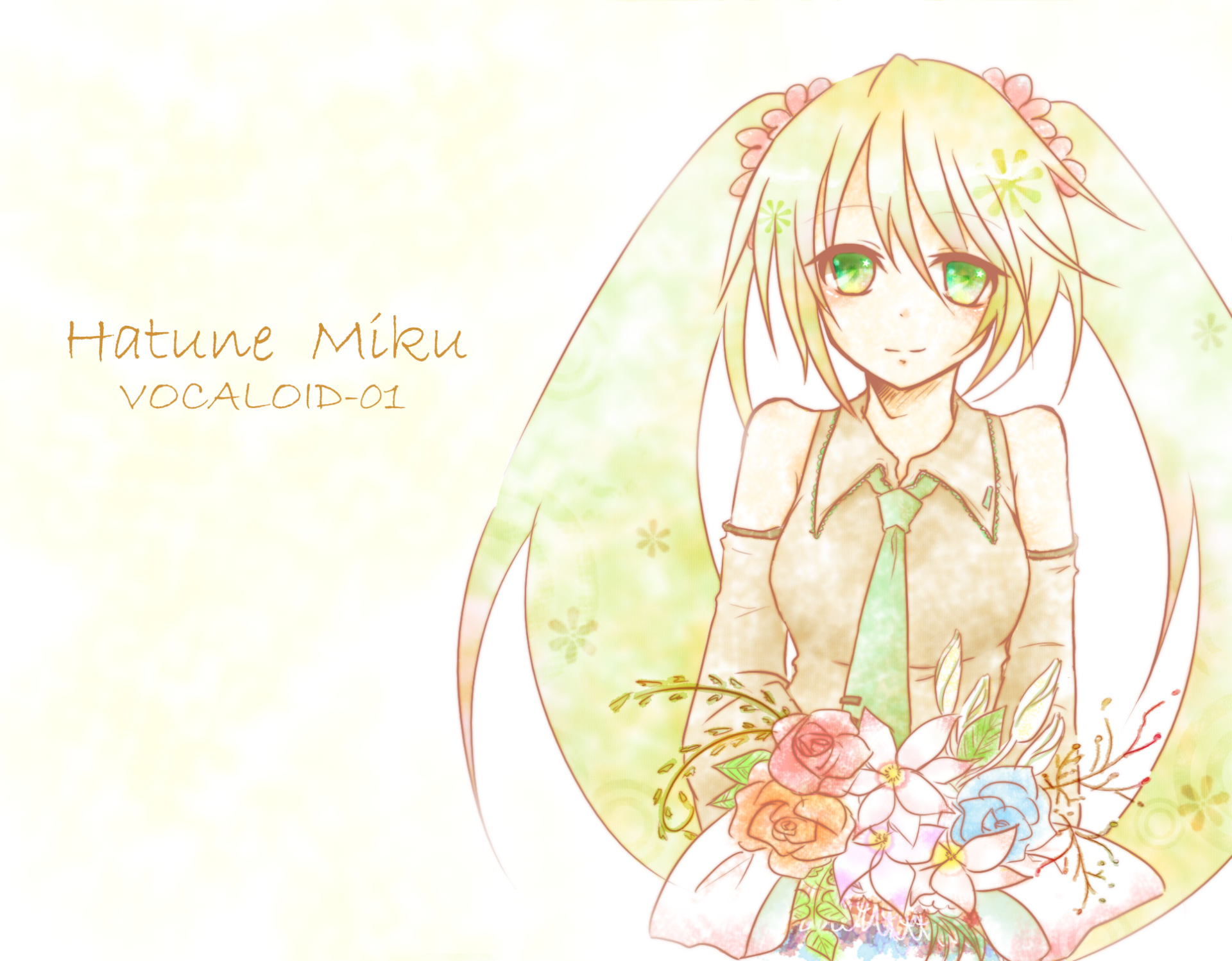 Hatsune Miku — Pastel Bouquet (Vocaloid HD Wallpaper) | 1932x1507 ...