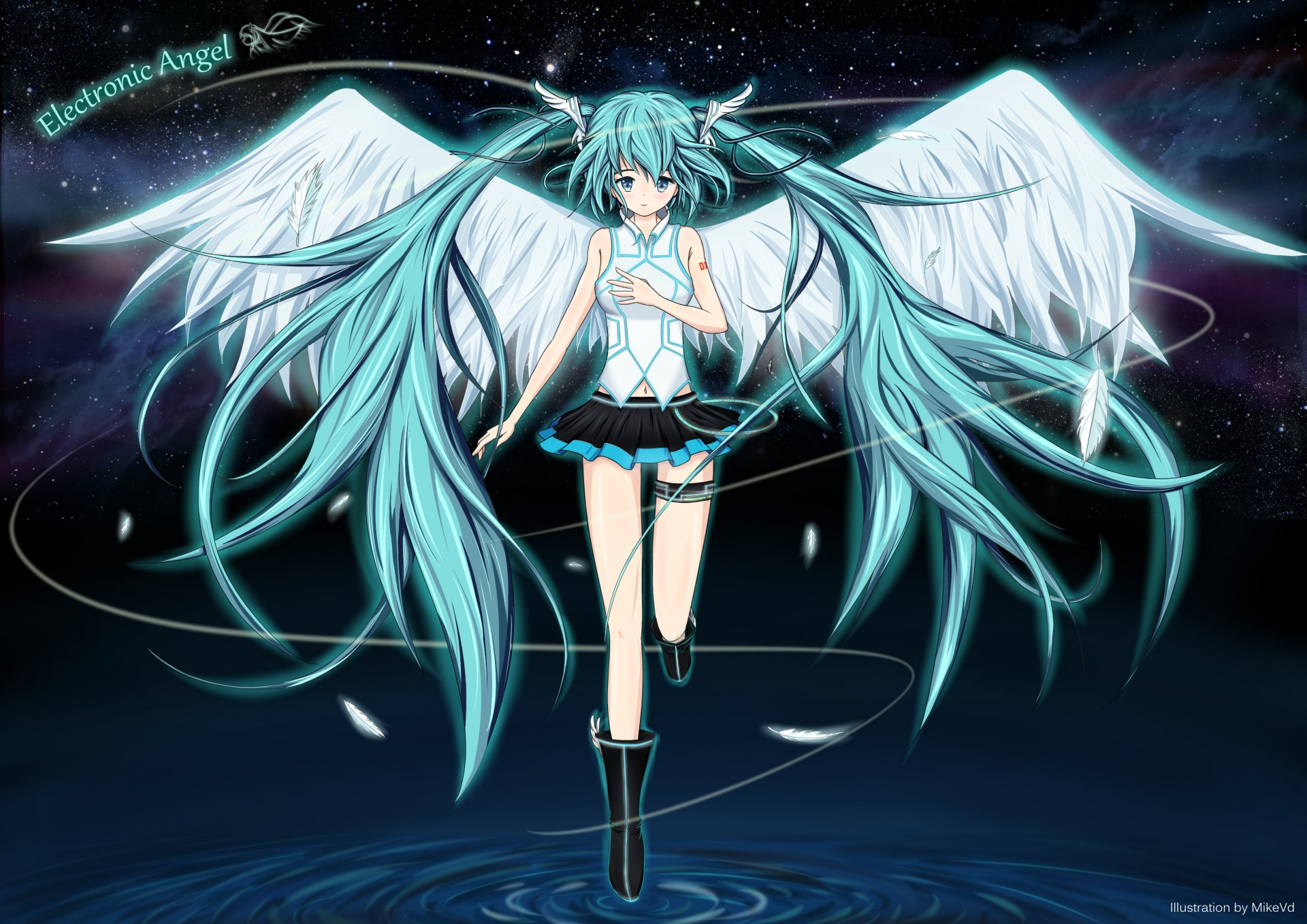 Angelic Hatsune Miku — Vocaloid 2K Quad HD Wallpaper