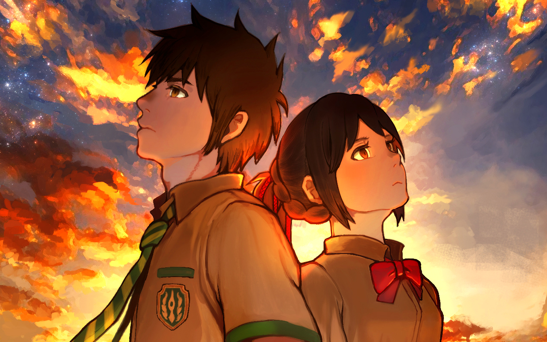 Your Name. HD Anime Wallpaper: Taki & Mitsuha at Sunset