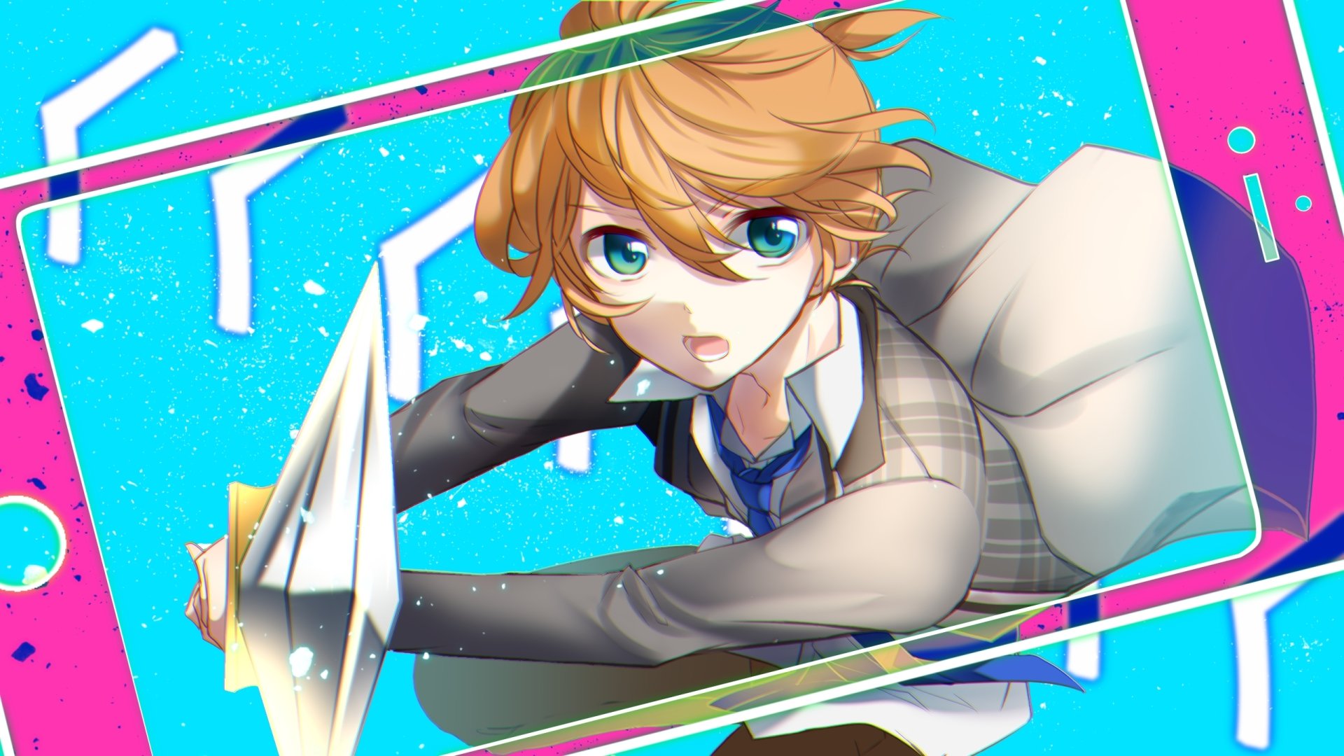 Len Kagamine HD Wallpaper: Vibrant Vocaloid Anime Art in Action