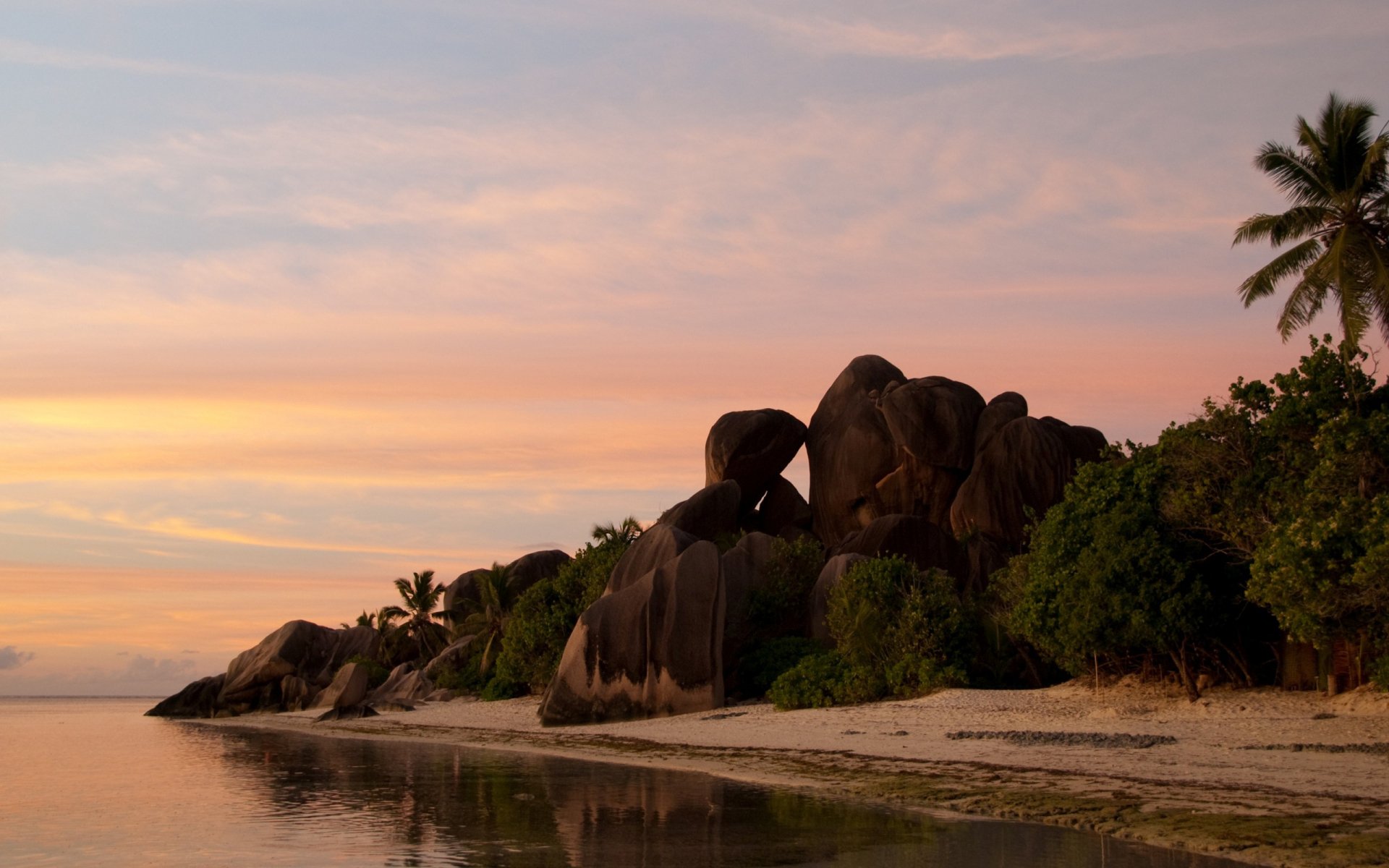 Download Sunset Sea Ocean Seychelles Nature Beach HD Wallpaper