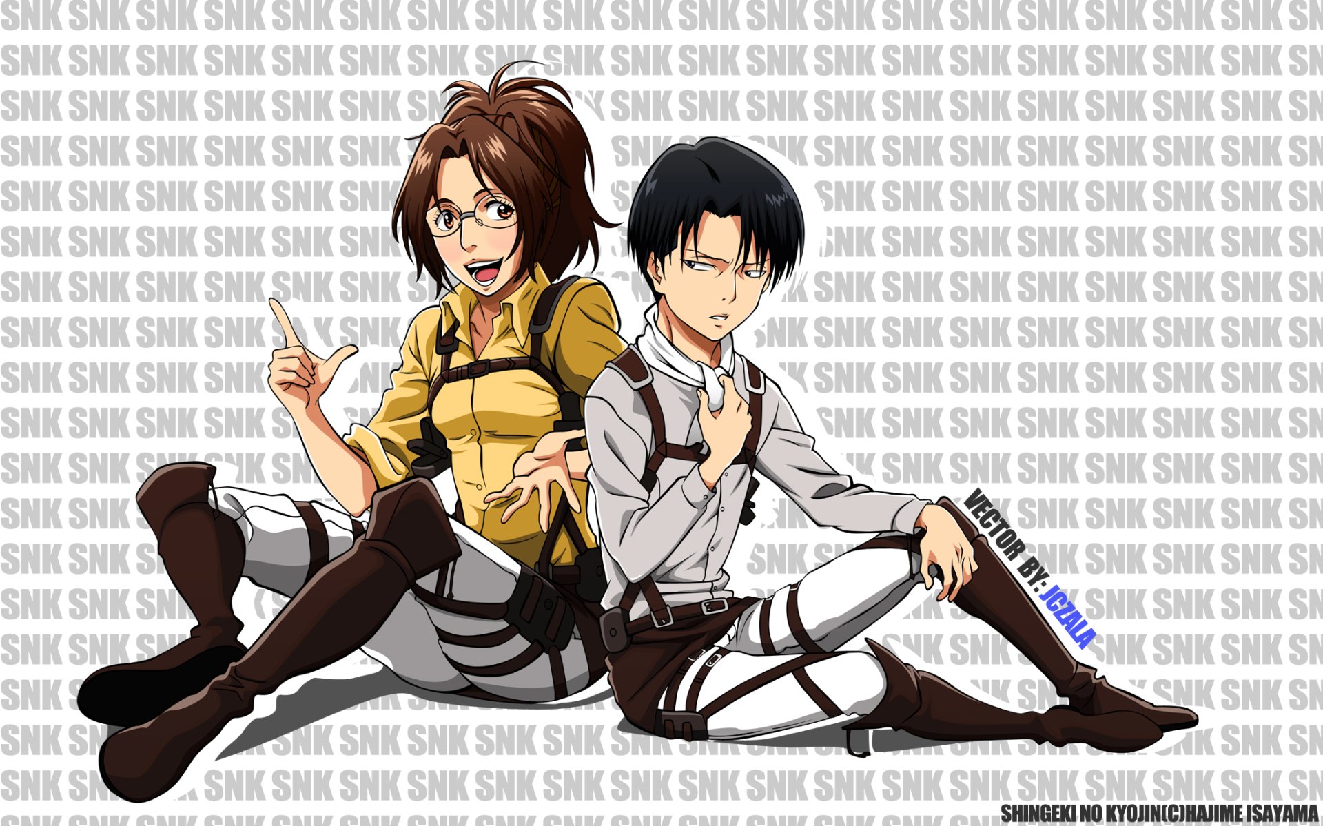 Attack on Titan HD: Hange Zoë & Levi Ackerman Dynamic Anime Duo Wallpaper