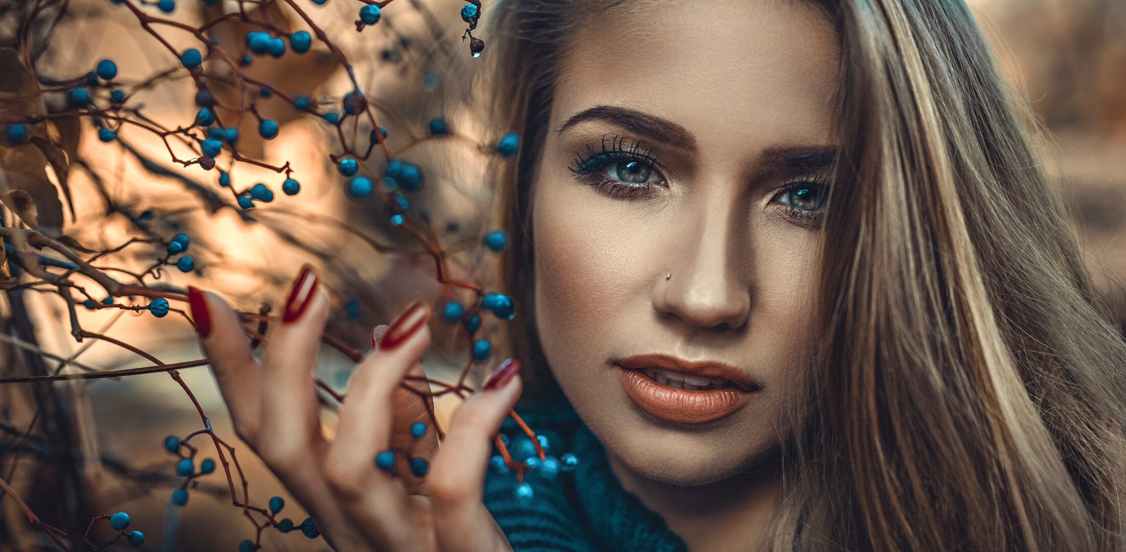 Download Brunette Blue Eyes Model Woman Face HD Wallpaper