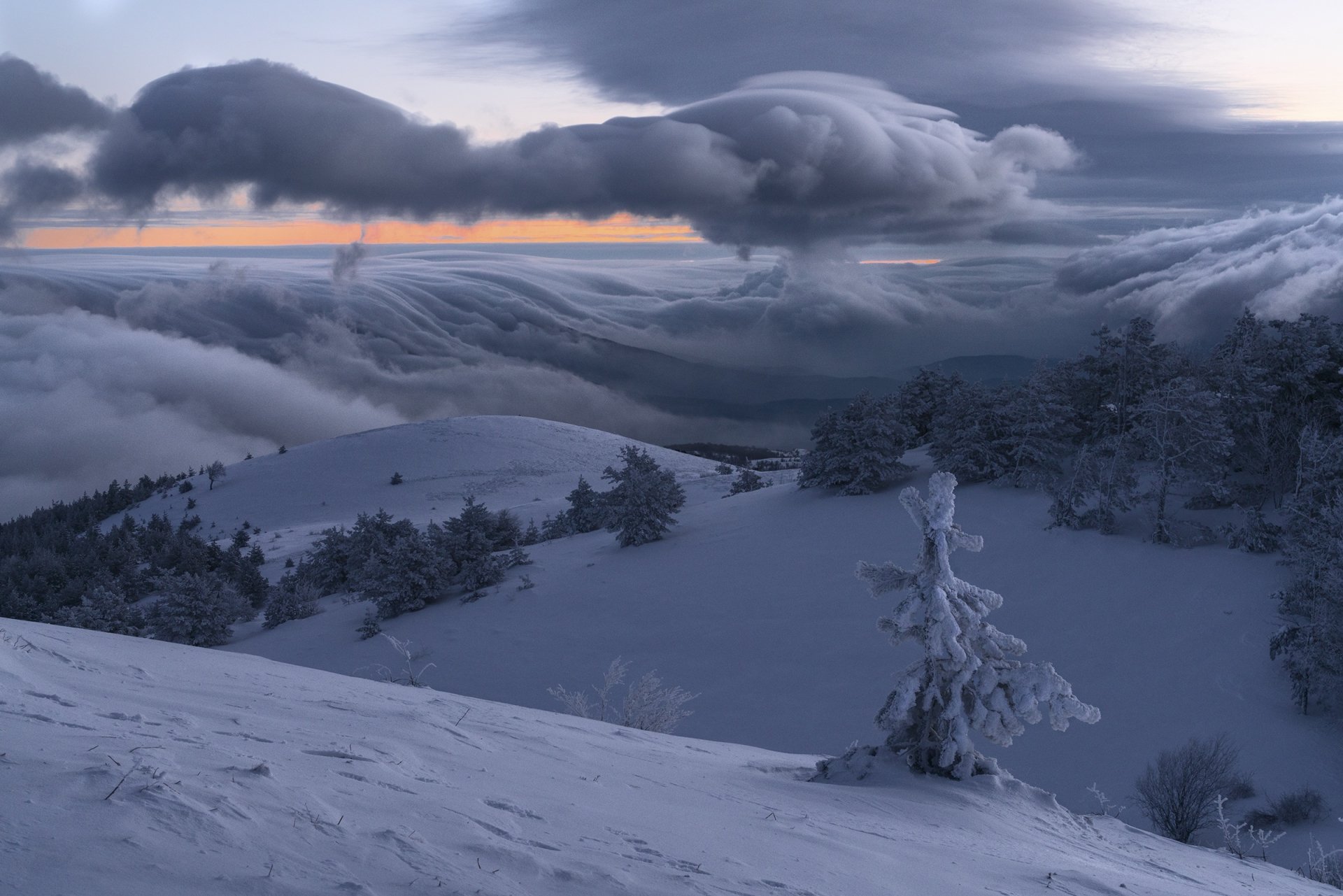 Download Horizon Snow Cloud Landscape Nature Winter HD Wallpaper