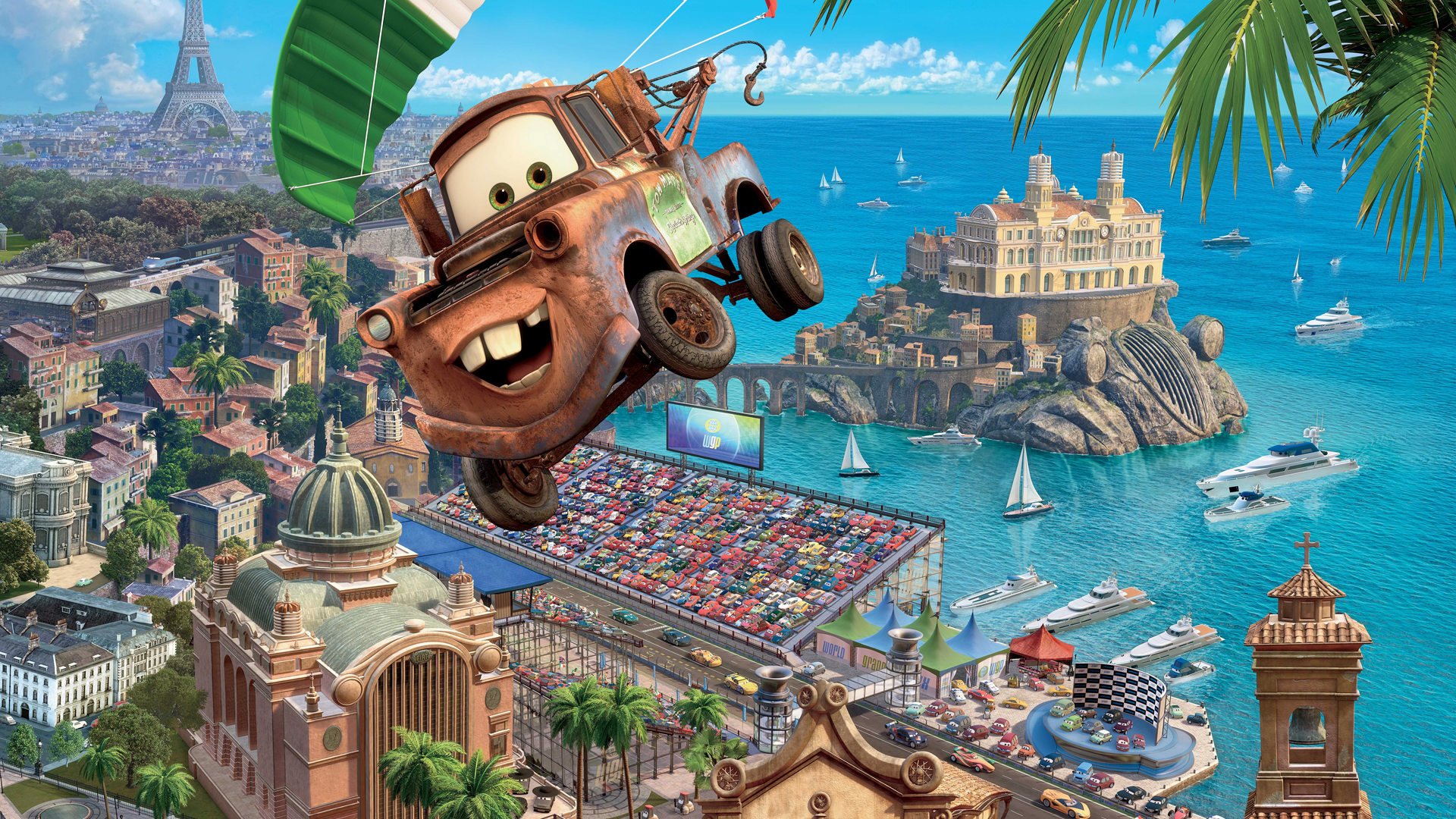Cars 2 HD Wallpaper: Mater’s Exciting Adventure in Paris